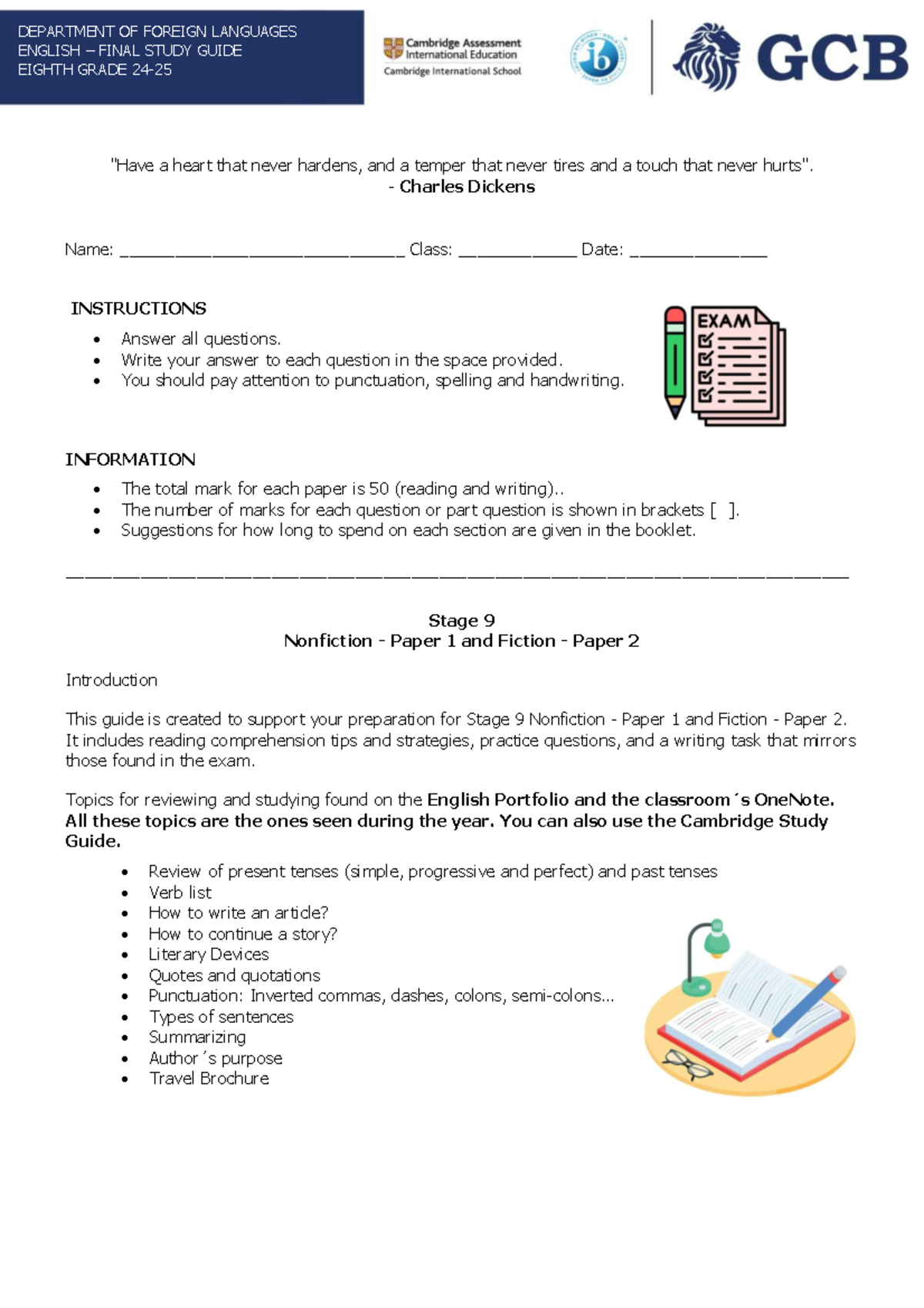 FESG ENG 8 - Final Study Guide for Eighth Grade English Exam - Studocu
