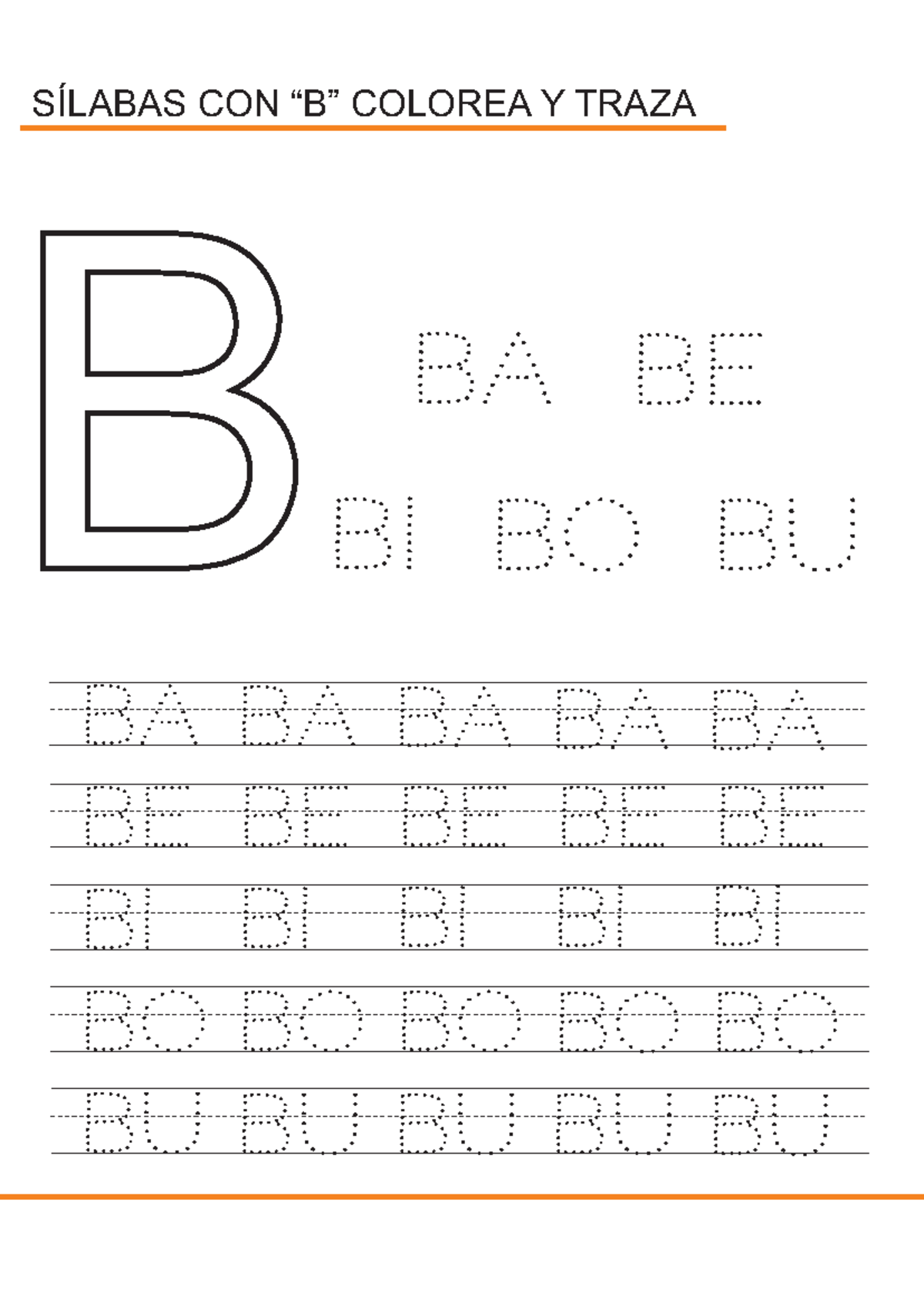 Silabario Ejercicios Lectoescritutra - SÍLABAS CON “B” COLOREA Y TRAZA ...