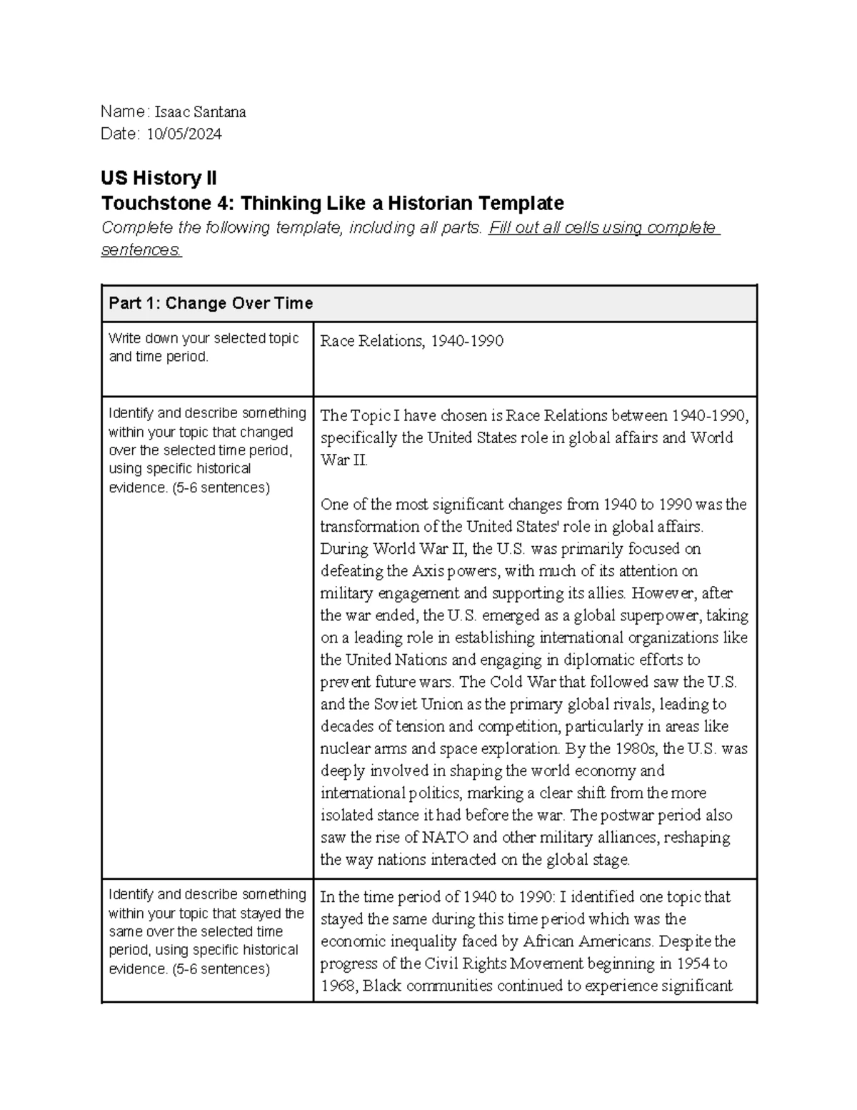 Touchstone 4: Primary Sources Analysis Template for US History I - Studocu