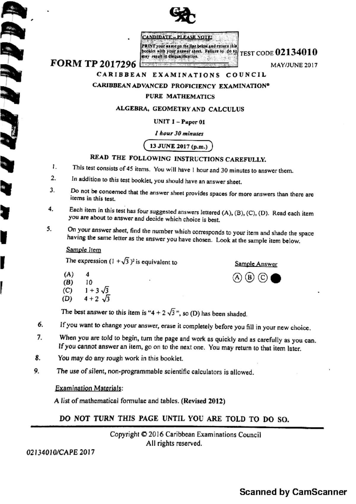 CSEC Mathematics Paper 1 General Proficiency Answers - May/June 2022 ...