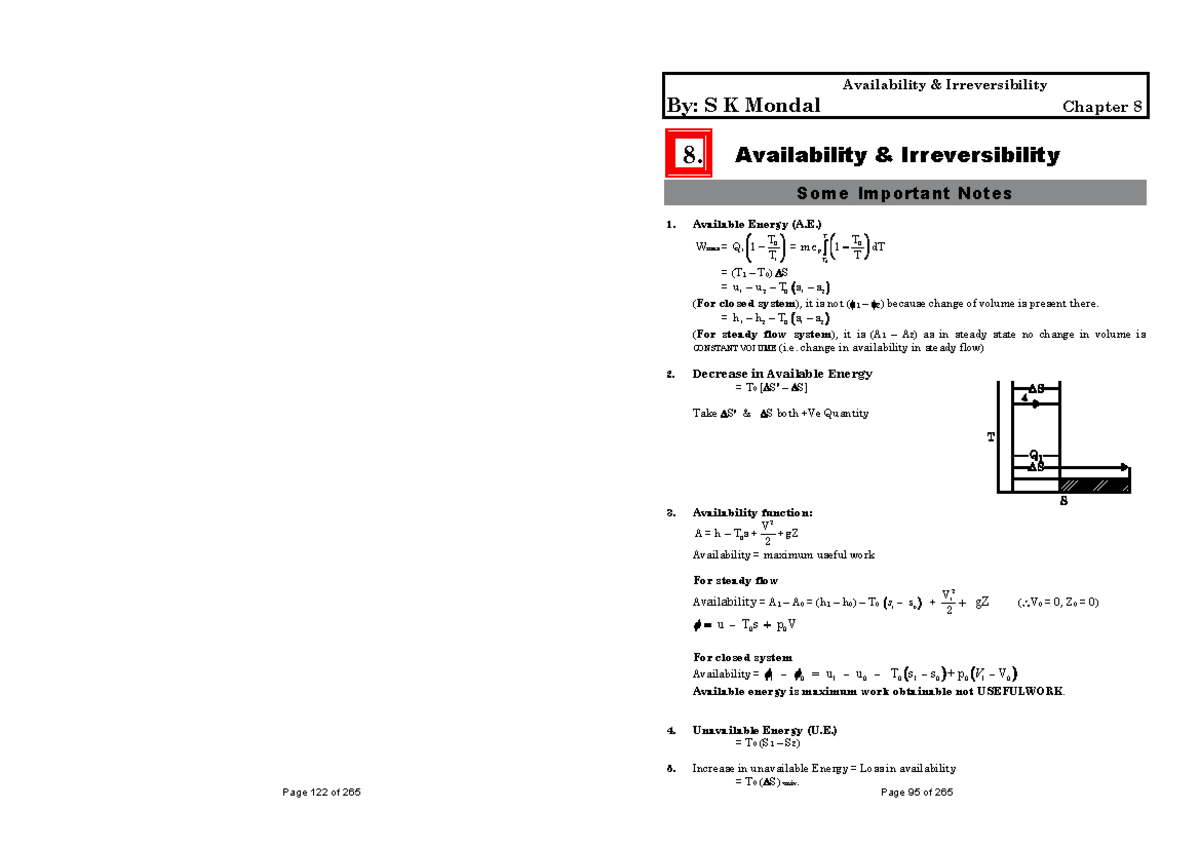 Availability and Irreversibility Solutions: Thermodynamics Chapter 8 ...