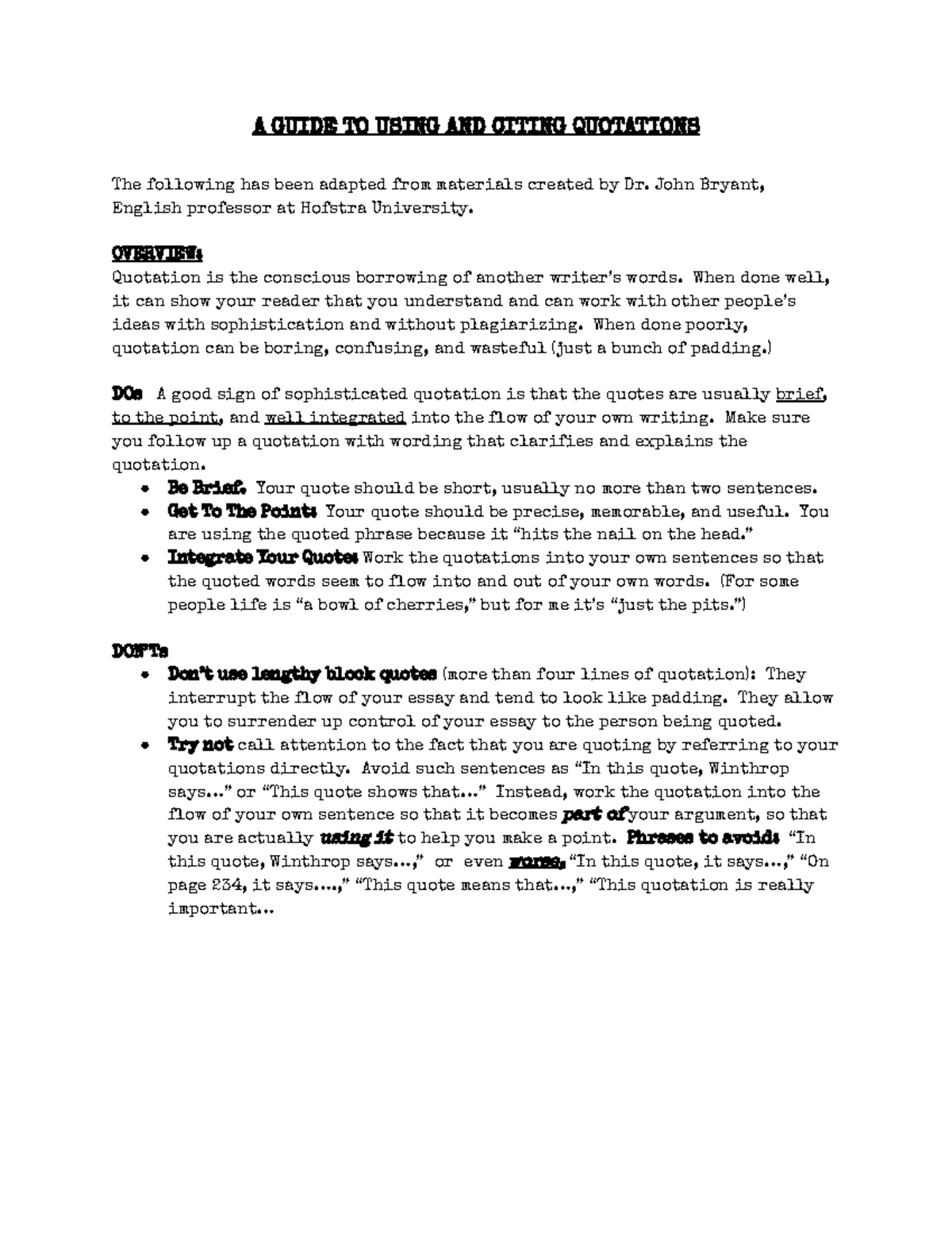 How to cite and use quotations in academic writing - Studocu