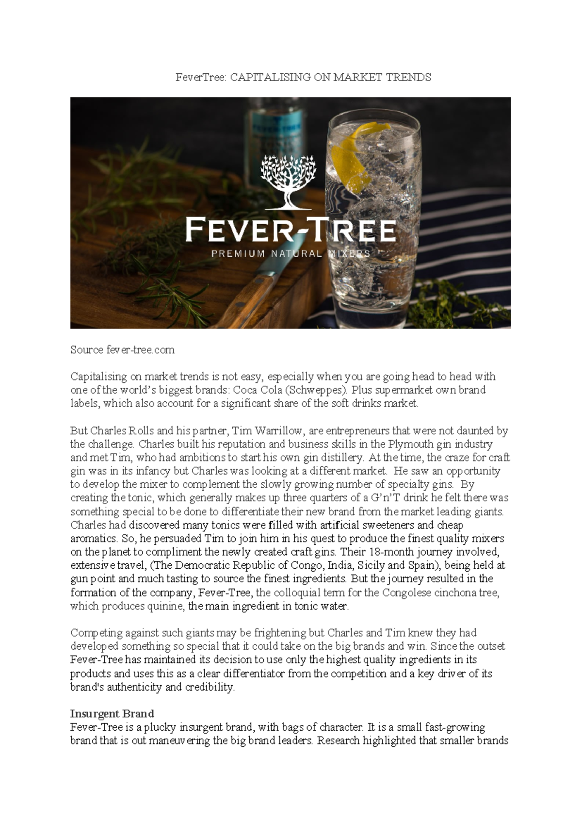 Fever-Tree Case Study: Strategies for Market Leadership and Growth ...