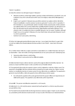 Tort test - tutorial - law of tort 1 - Studocu