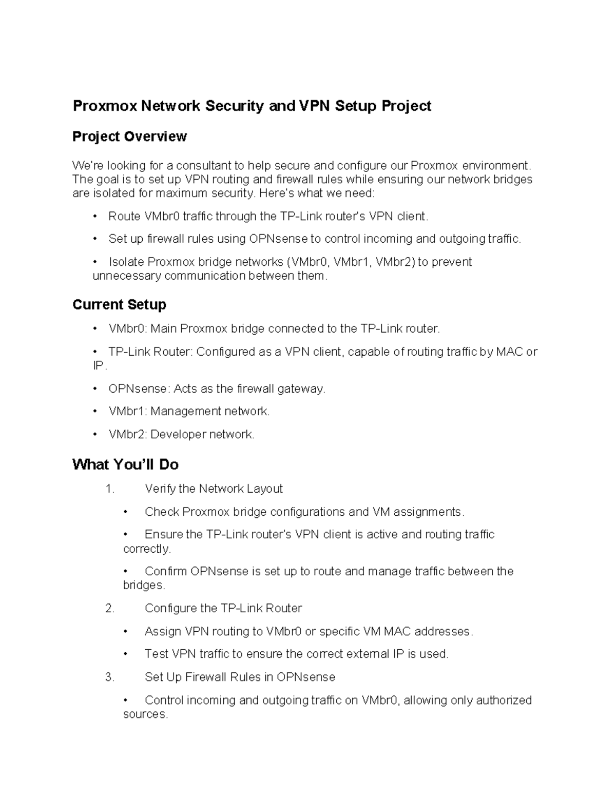 Proxmox Network Security and VPN Setup Project - The goal is to set up ...