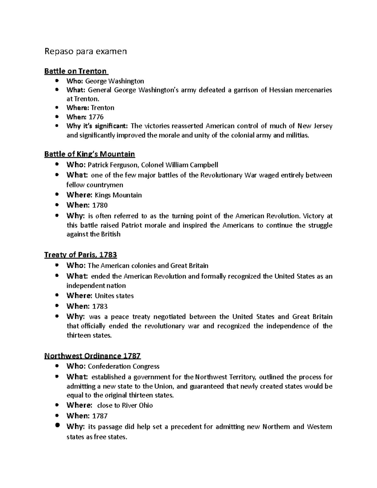 Examen 2 US history - This is the summary of the main ideas of the ...
