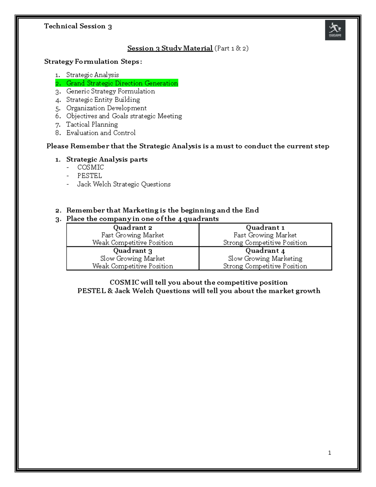 Session 3 Study Material: Strategy Formulation Steps & Analysis - Studocu