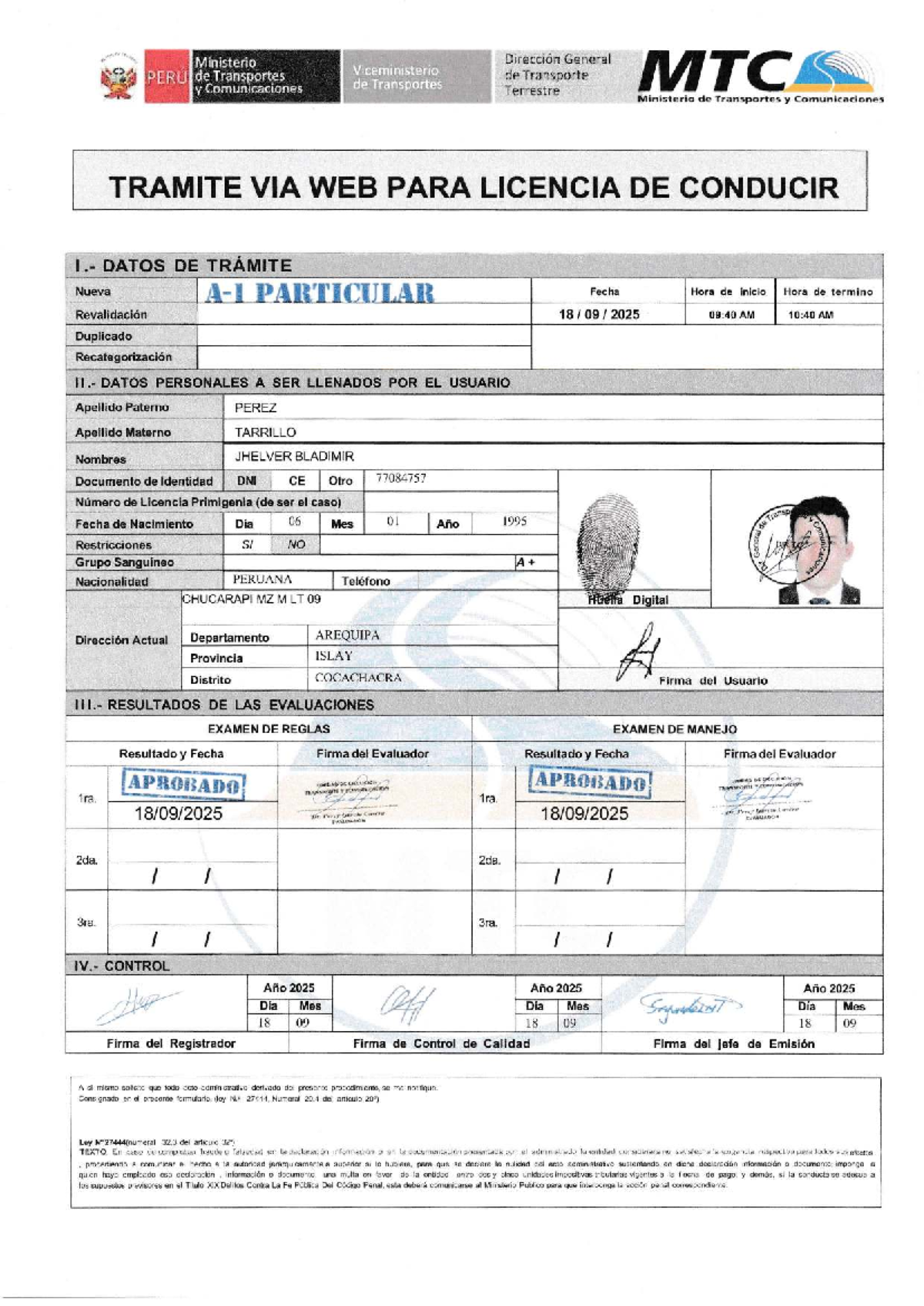 Trámite de Licencia de Conducir - Formulario 2025 - Studocu