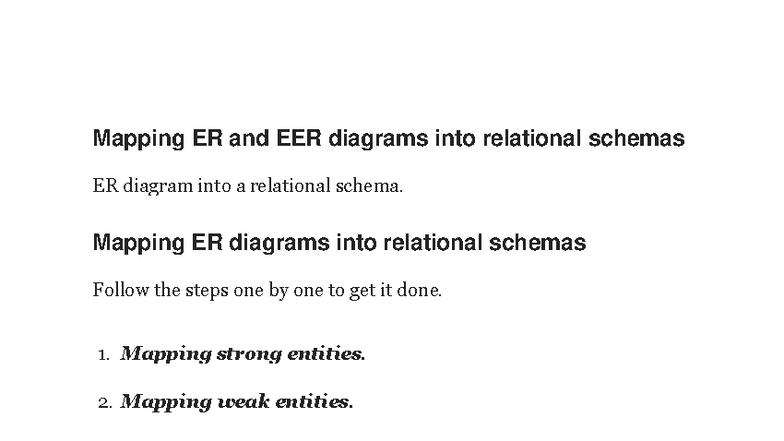 Unit-5: Mapping ER & EER Diagrams to Relational Schemas - Studocu