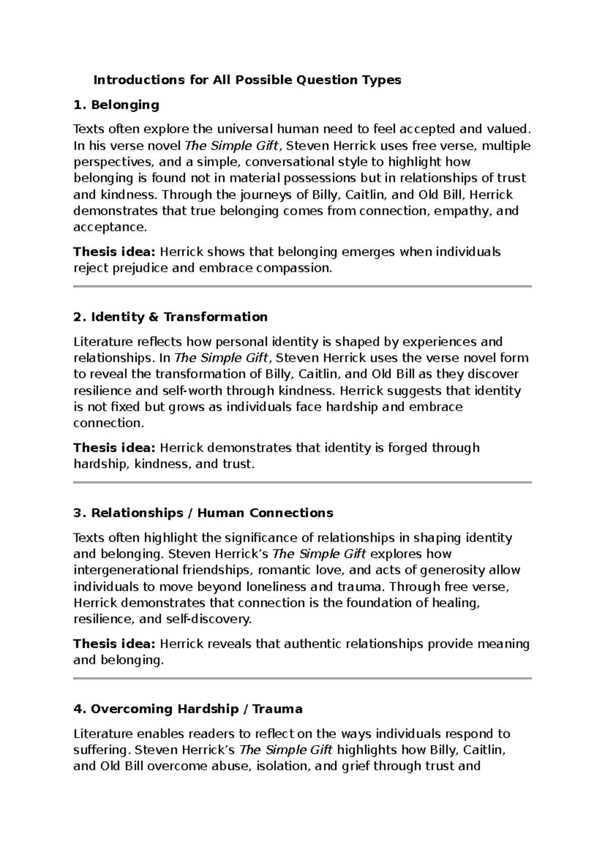 English 101: The Simple Gift - Key Themes and Analysis Notes - Studocu