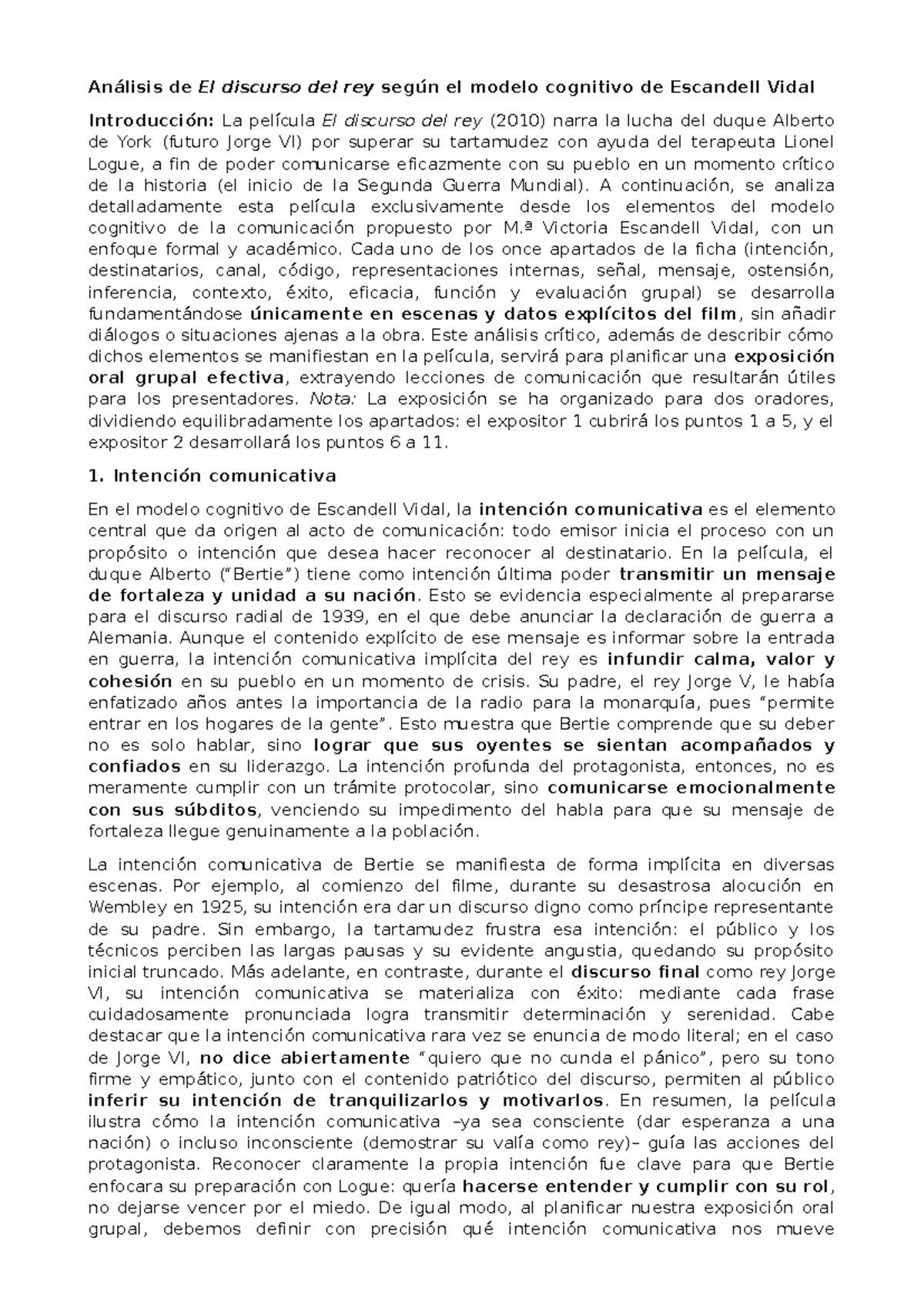 Análisis del Discurso del Rey según Escandell Vidal - Matriz Académica ...