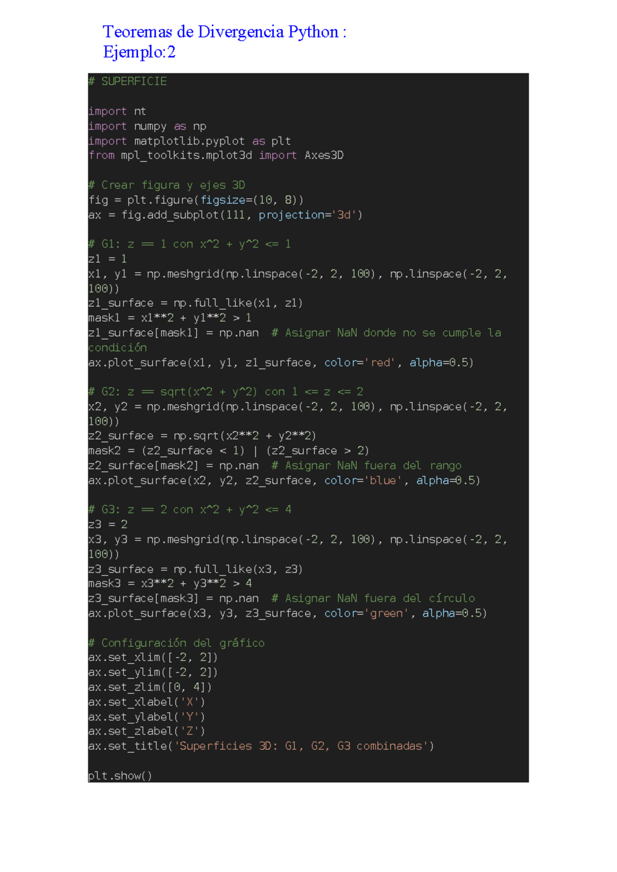 Codigos de Python - # SUPERFICIE import nt import numpy as np import matplotlib as plt from ...
