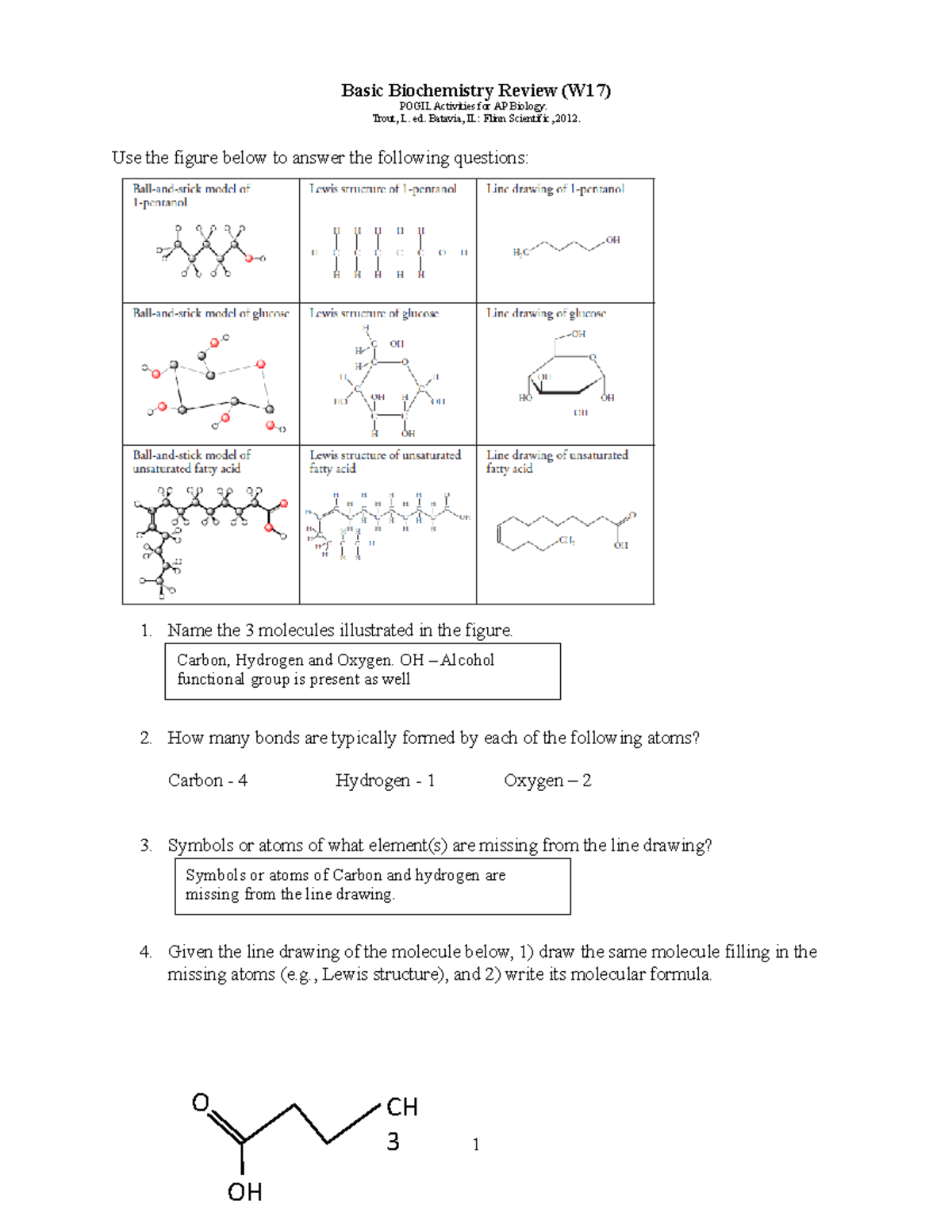 Lab 2 Basic Biochemistry Basic Biochemistry Review W17 Pogil Activities For Ap Biology 
