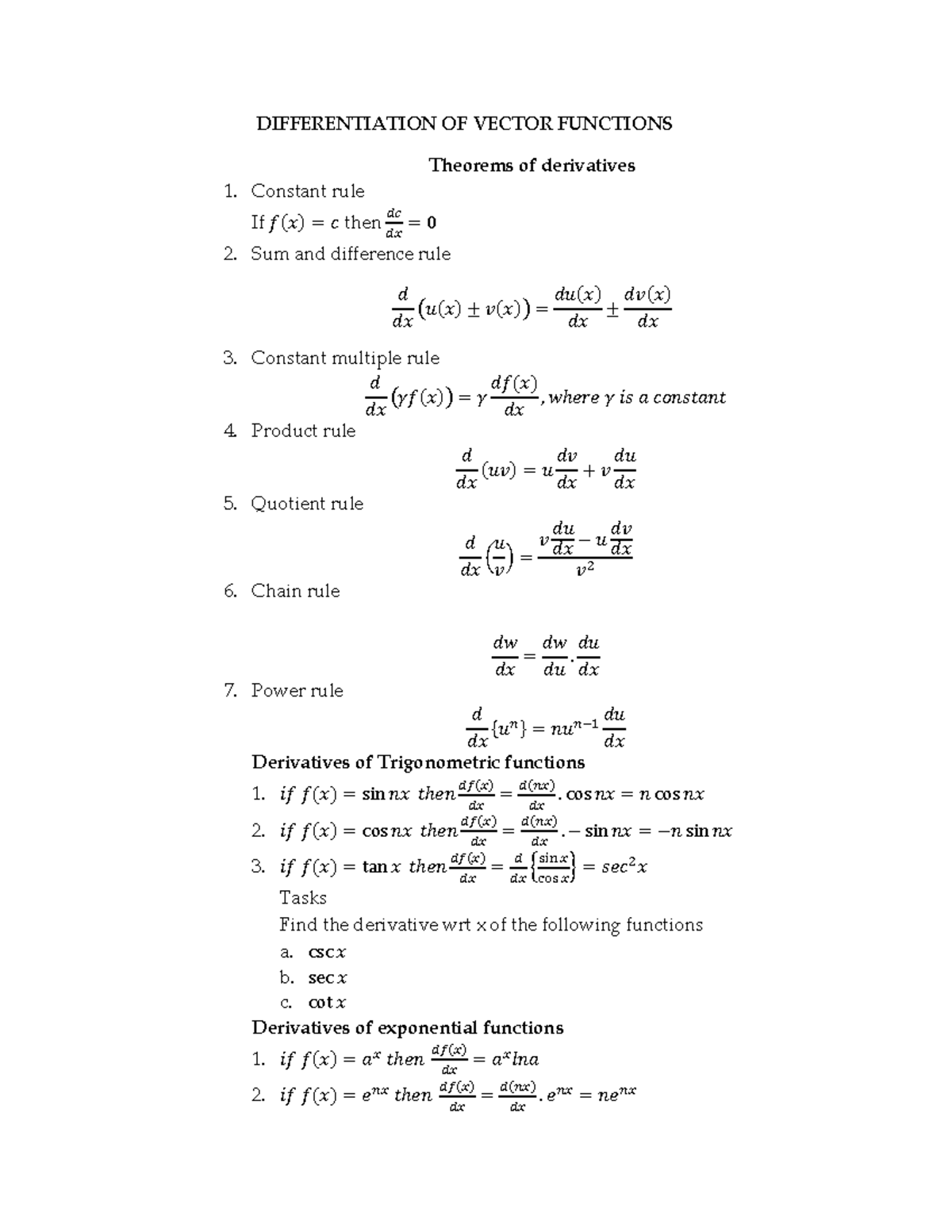 PHY 310 Lecture 3: Differentiation of Vector Functions - Studocu