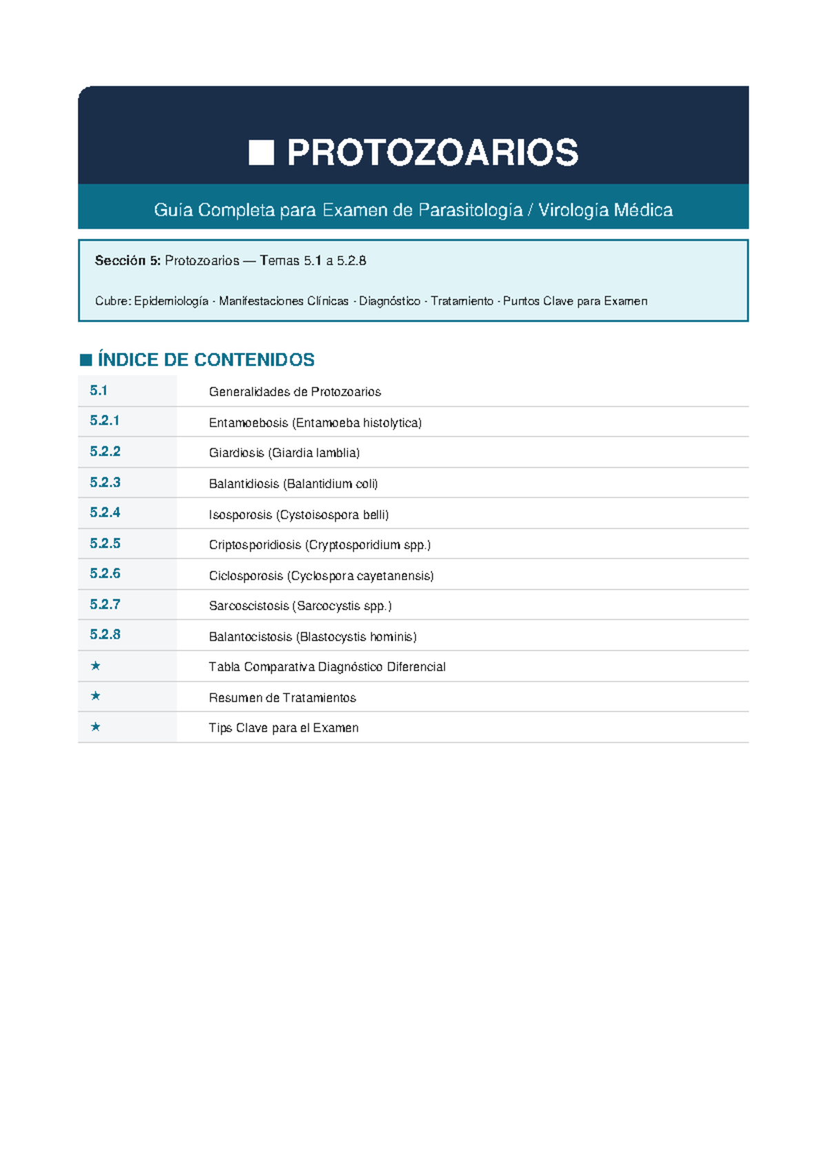 PROTOZOARIOS Guía Completa para Examen de Parasitología Médica 5.1 a 5. ...