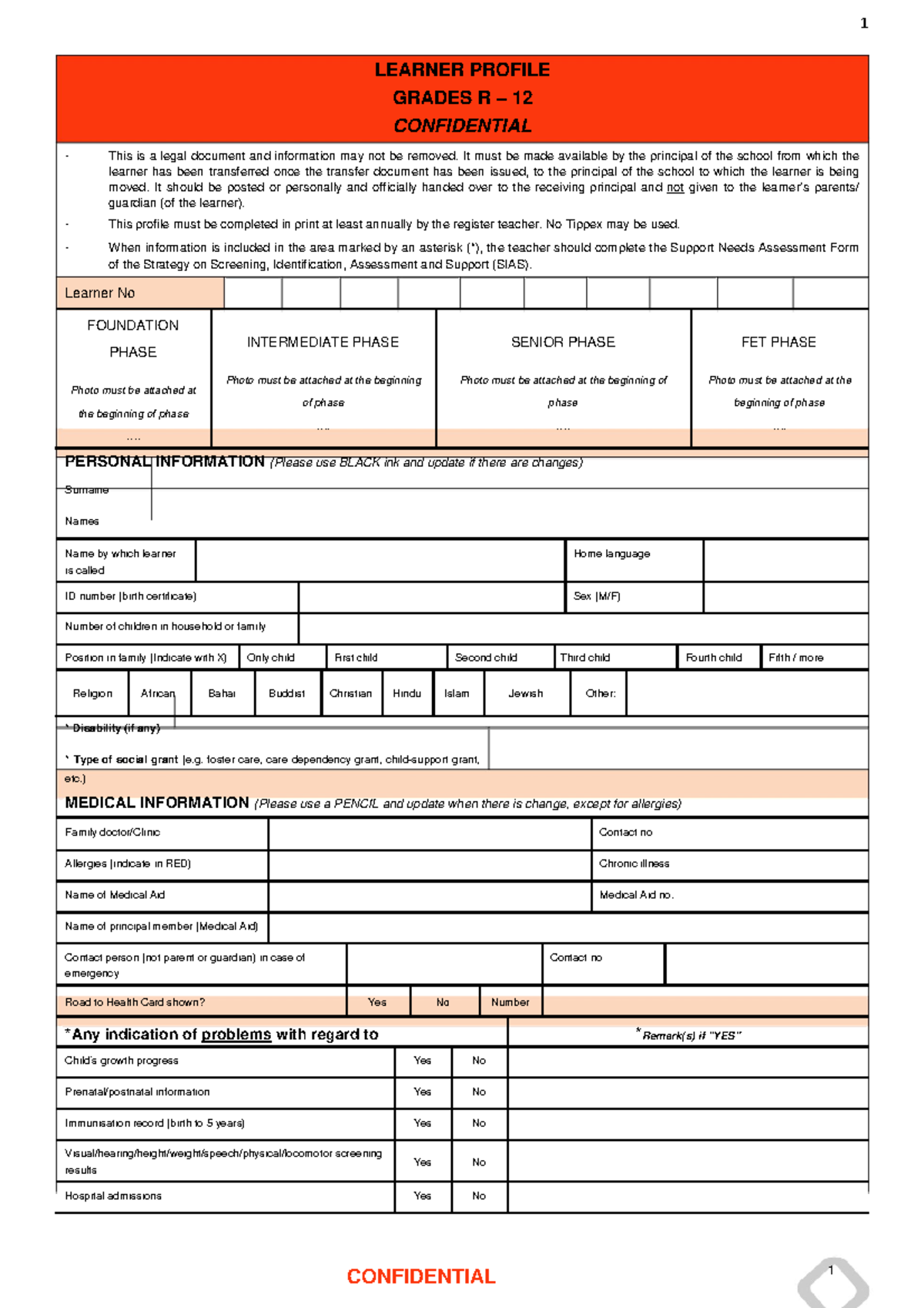 Learner Profile Document SNA 1 & 2: Support Needs Assessment - Studocu