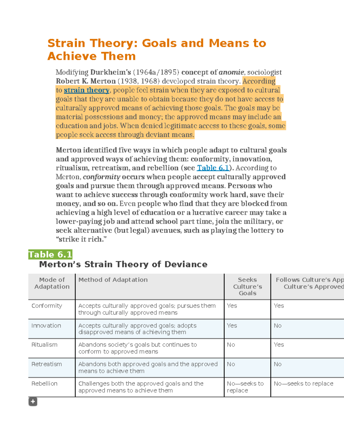 Intro Strain Theory Durkheim Merton - Tagged - Strain Theory: Goals and ...