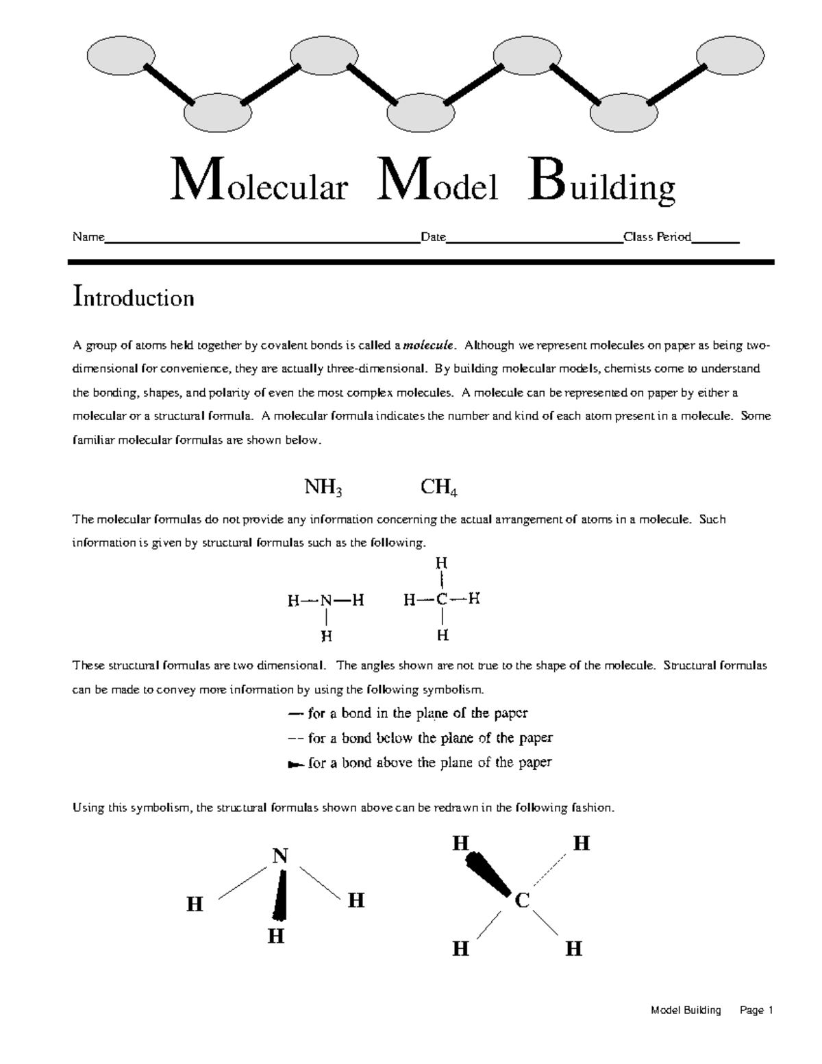 Molecular Model Building Lab - CHEM 101 Experiment Guide - Studocu