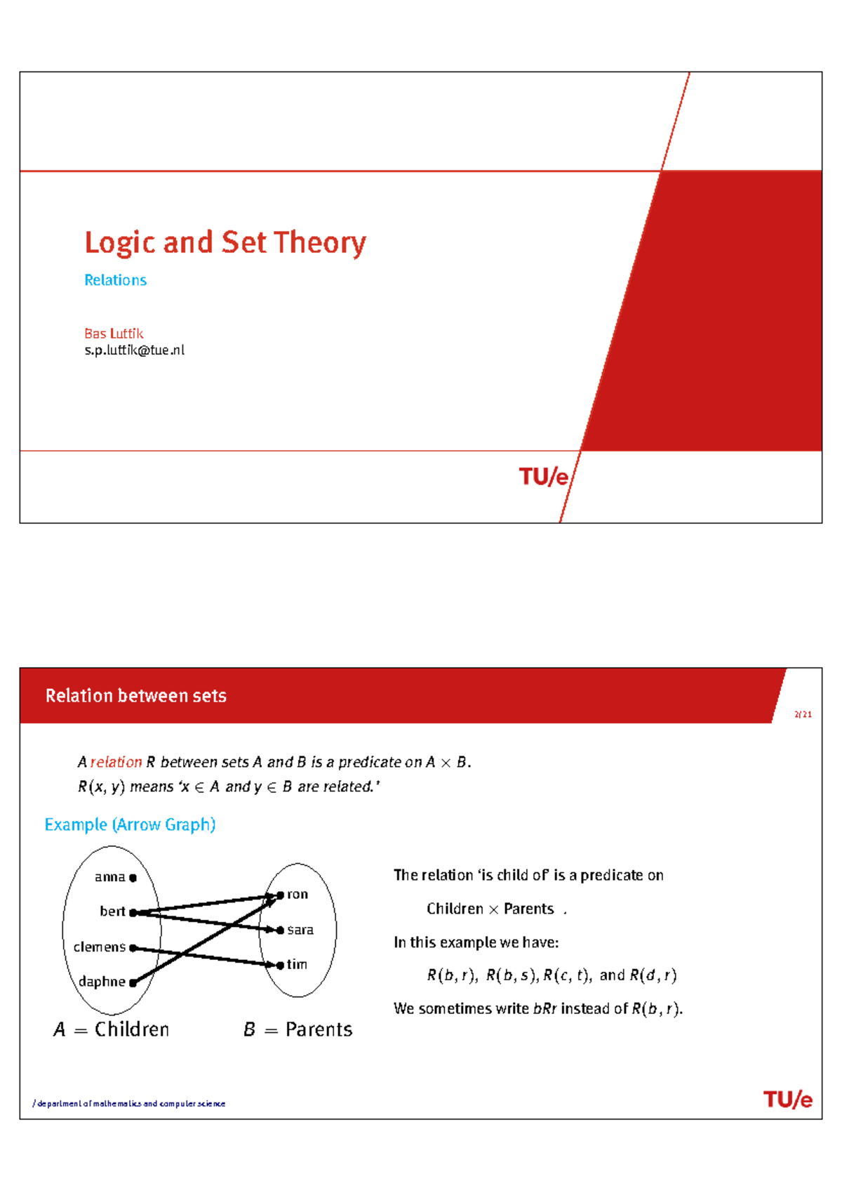 MAT101: Relations in Logic and Set Theory Lecture Notes - Studeersnel