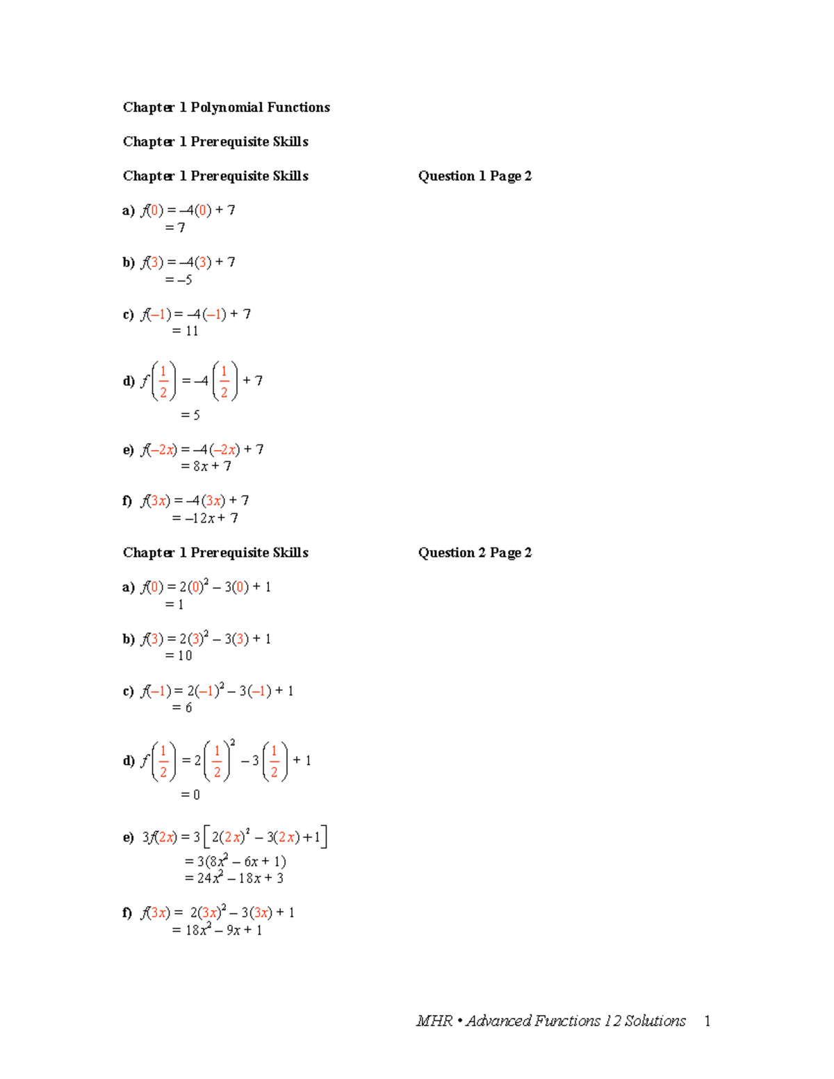 AF12 Polynomial Functions Chapter 1 Solutions and Skills Explained ...