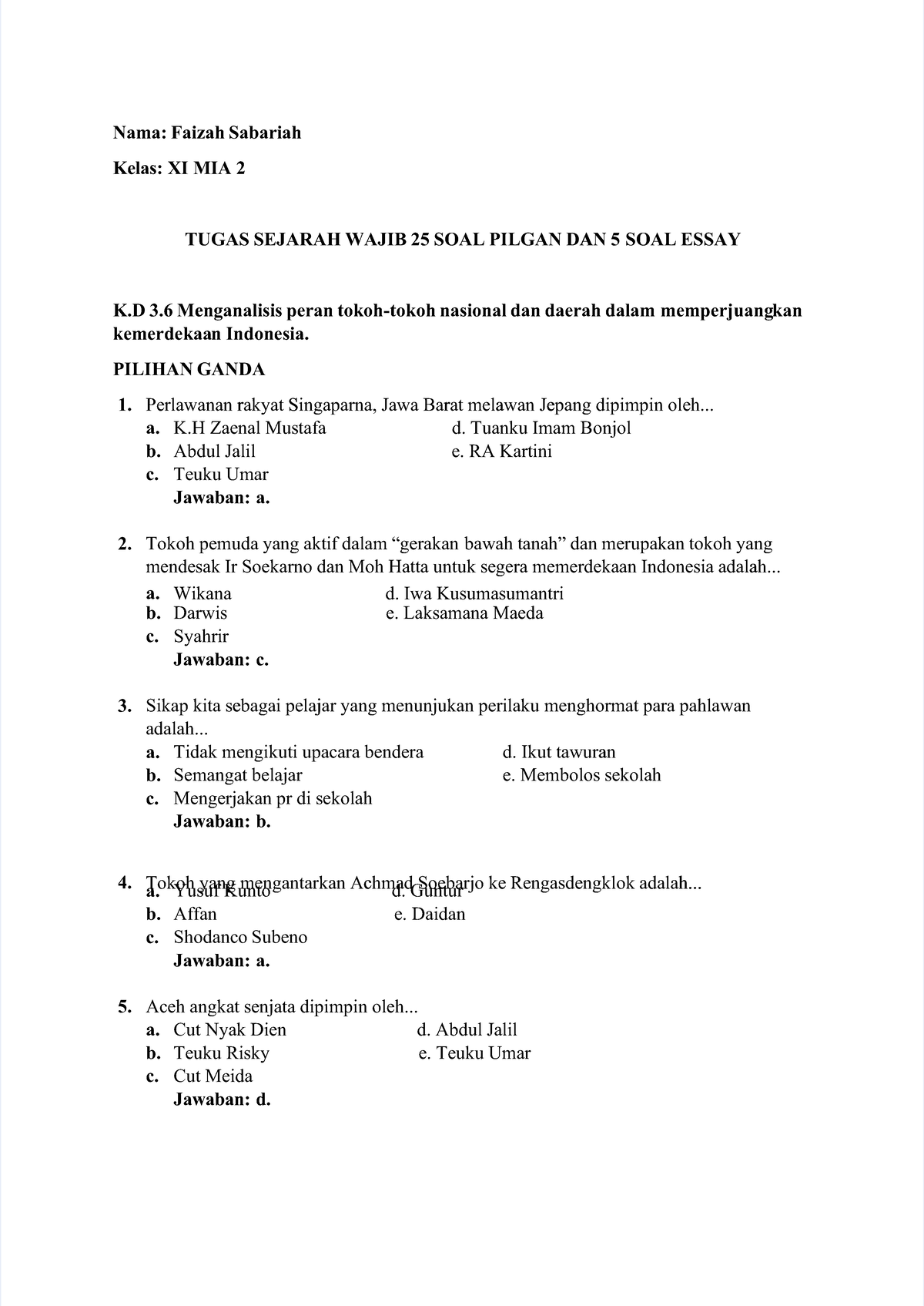 KJ_D Essay Notes: Key Topics and Questions for Class XI - Studocu