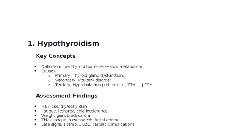 Exam 3 Review: Key Concepts in Endocrine Disorders and Skin Conditions ...