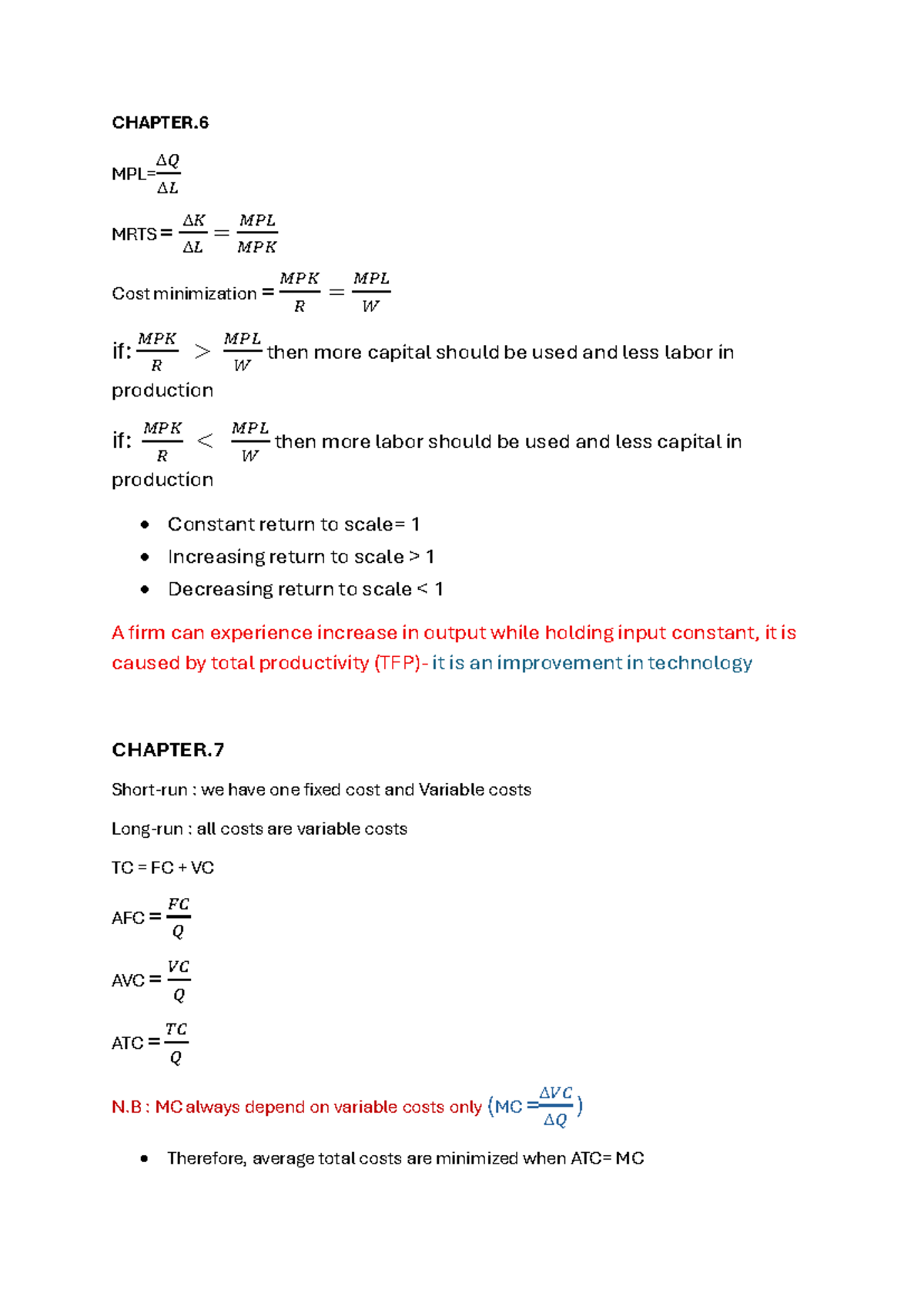 ECC202 Revision - Microeconomics: Cost Minimization & Competition - Studocu