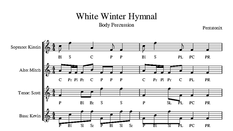 White Winter Hymnal Body Percussion Notes for Choir - Studocu