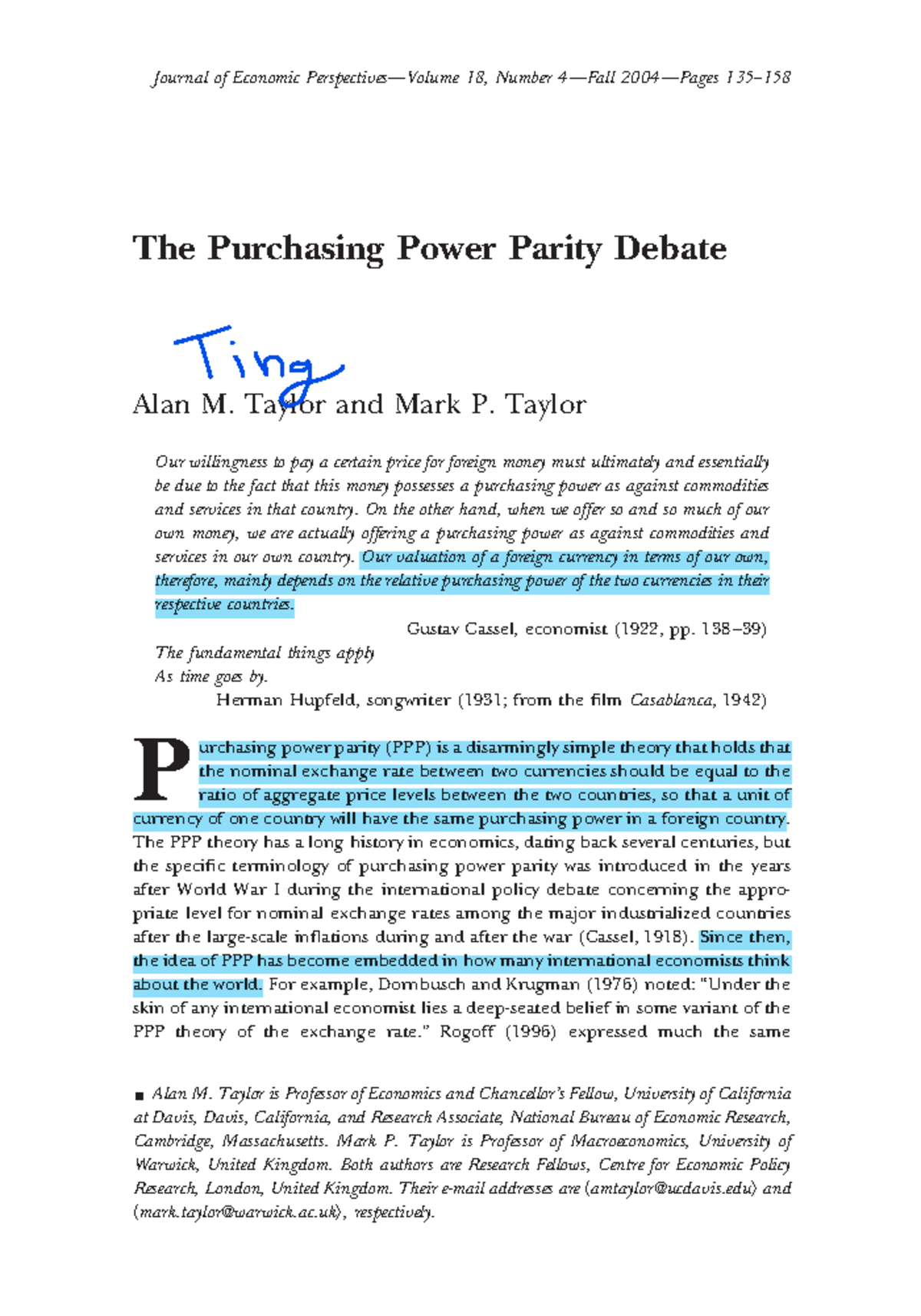 Paper PPP - The Purchasing Power Parity Debate Alan M. Taylor and Mark ...