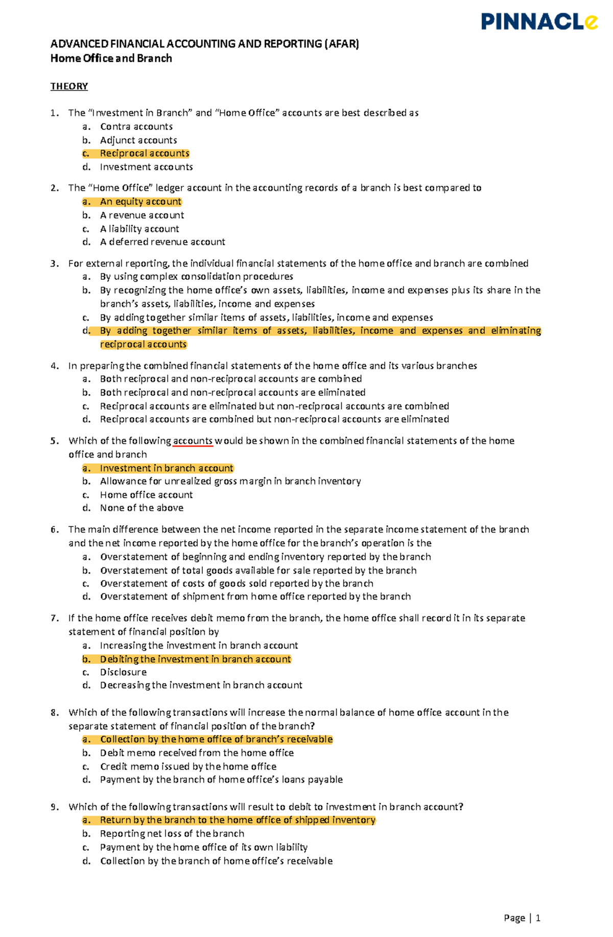 AFAR (Reviewer) - Home Office and Branch Accounting Concepts - Studocu