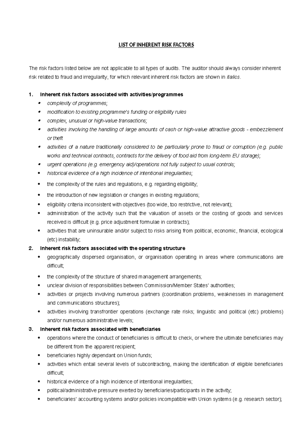 Inherent Risk Factors for Auditors: Key Considerations and Challenges ...
