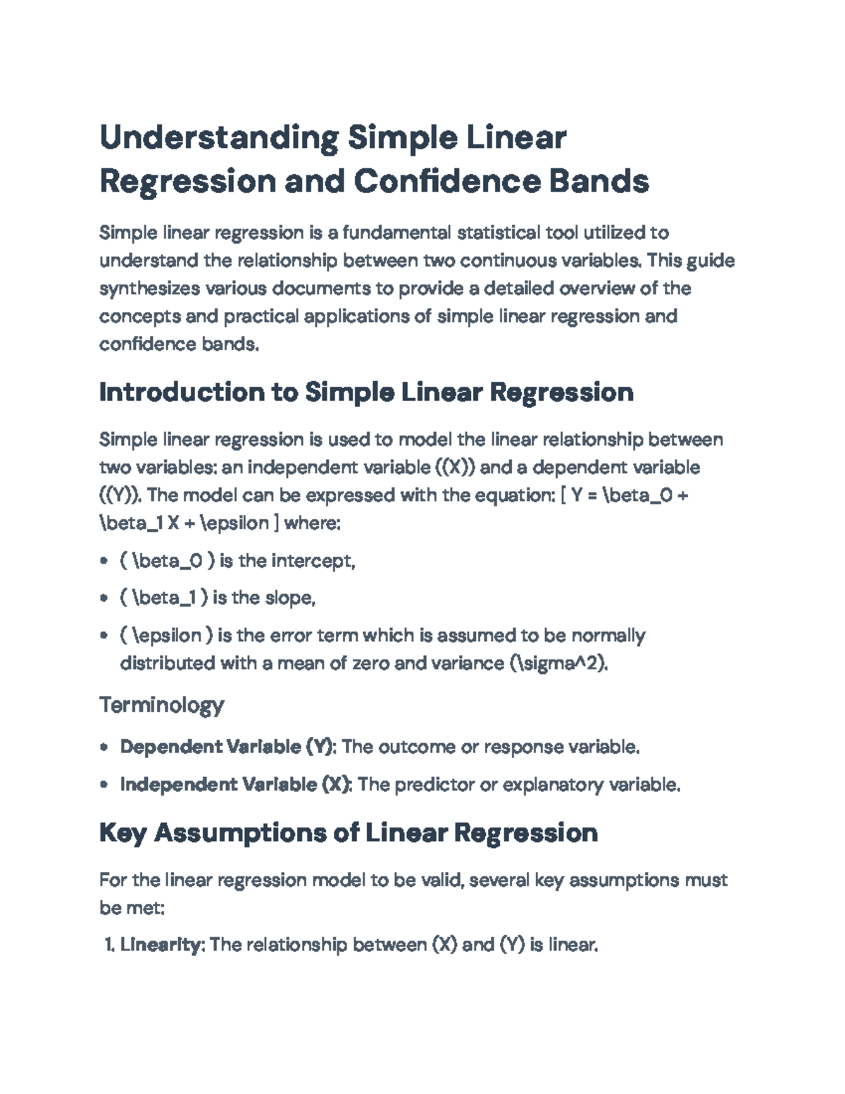 Understanding Simple Linear Regression & Confidence Bands (STAT101 ...
