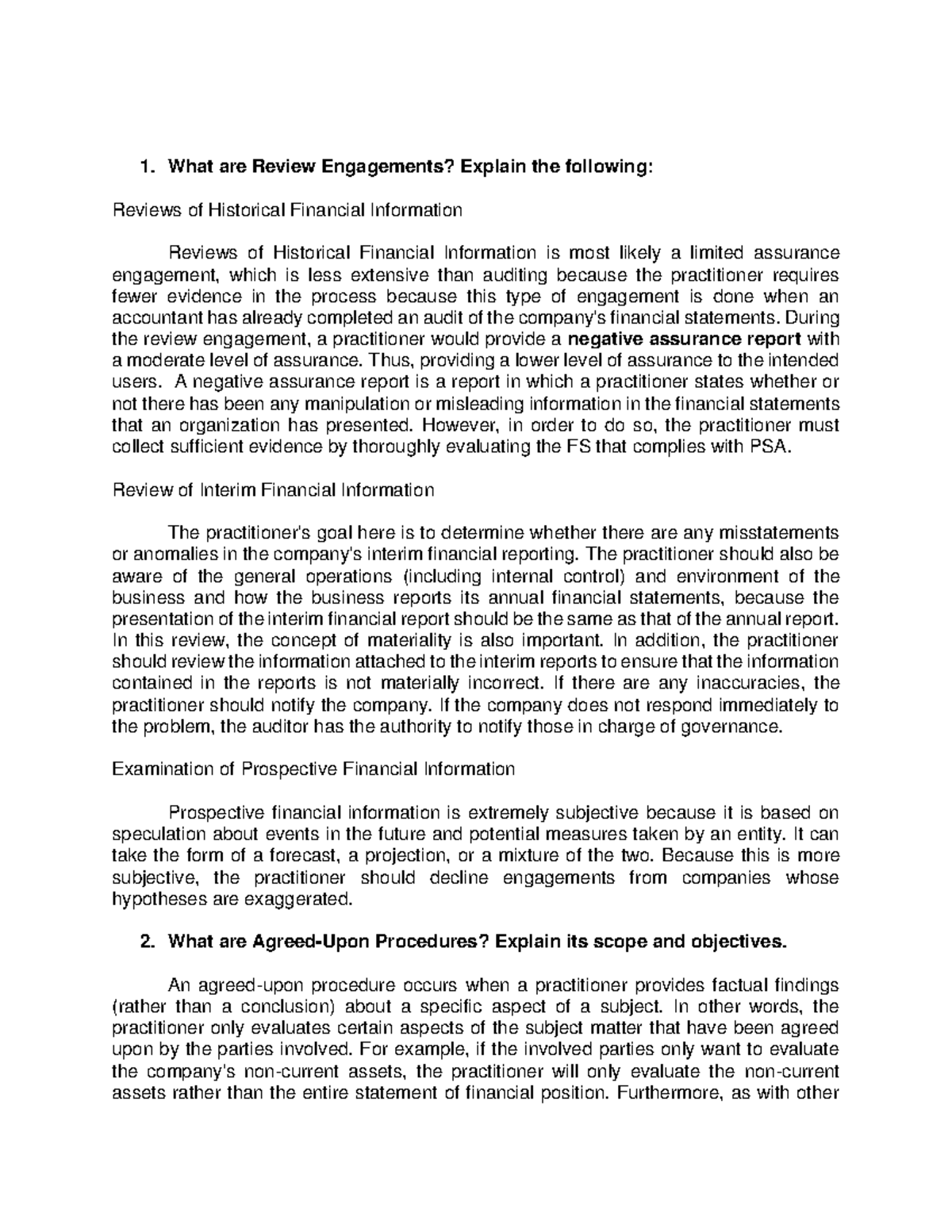 Journal 2: Review Engagements & Compilation Procedures Analysis - Studocu