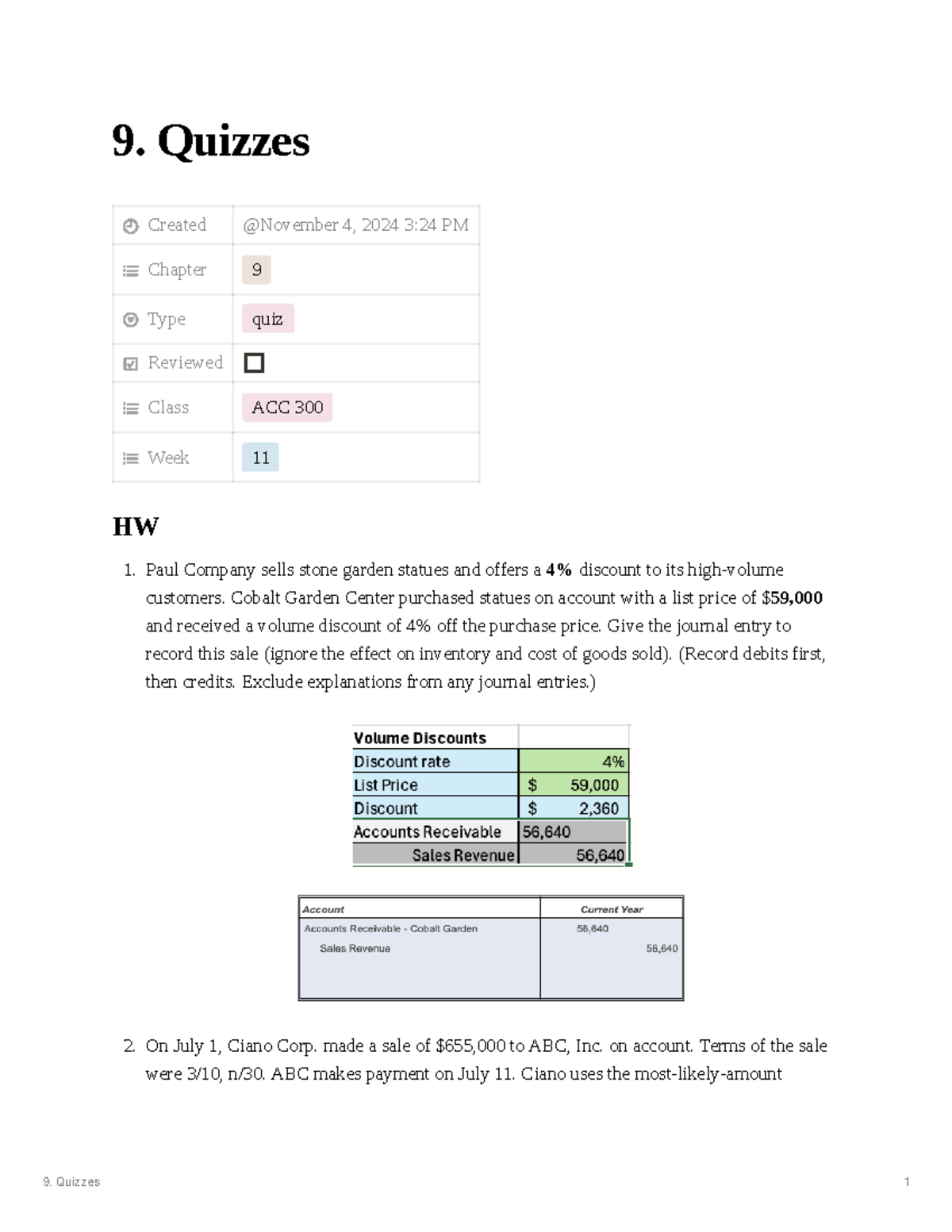 Chapter 9 - Quiz and Homework Pearsons - 9. Quizzes Created Chapter 9 ...