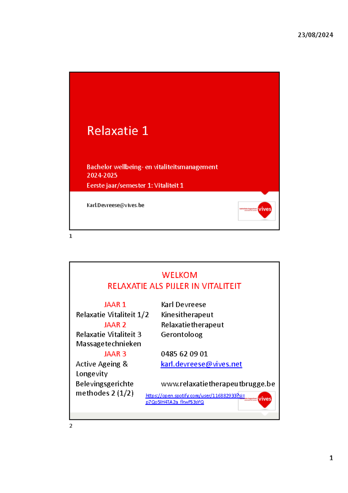 Syllabus Relaxatie als Pijler in Vitaliteit 1 (Wellbeing) 2024-2025 ...
