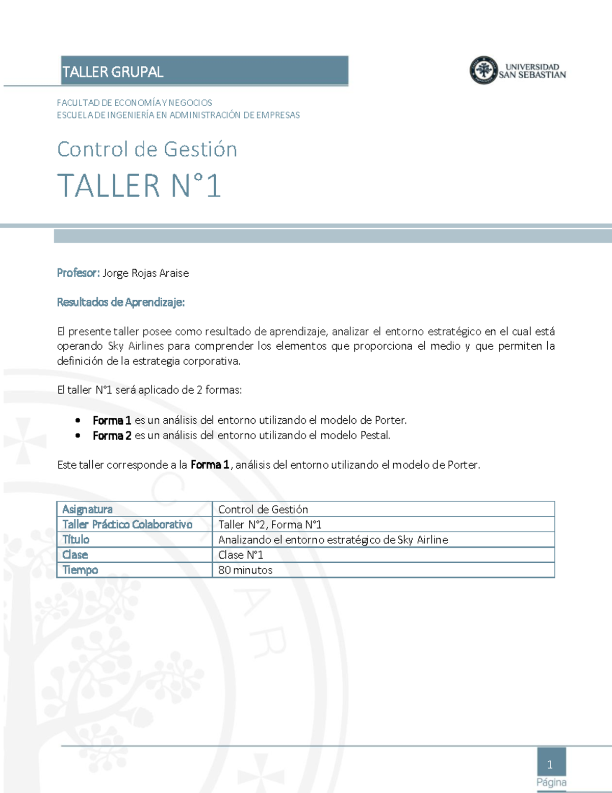 CG C1 2 Taller 1 - Análisis del Entorno de Sky Airlines con Porter ...