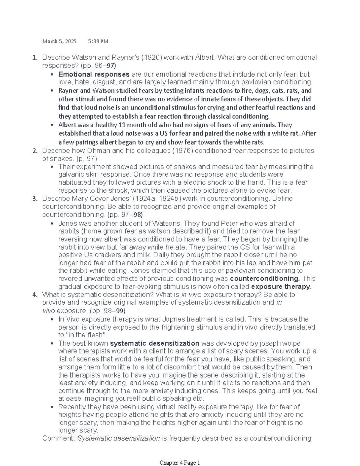 Psych 387 Chapter 4: Conditioning, Emotional Responses, and Therapy ...