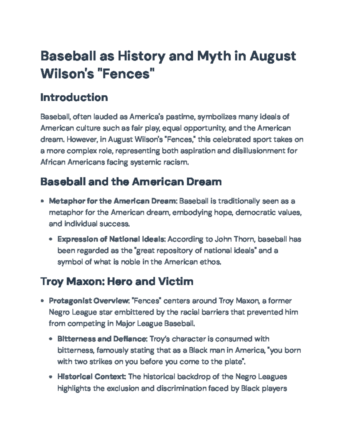 Exploring Race and Identity in August Wilson's "Fences" (ENG 201) - Studocu