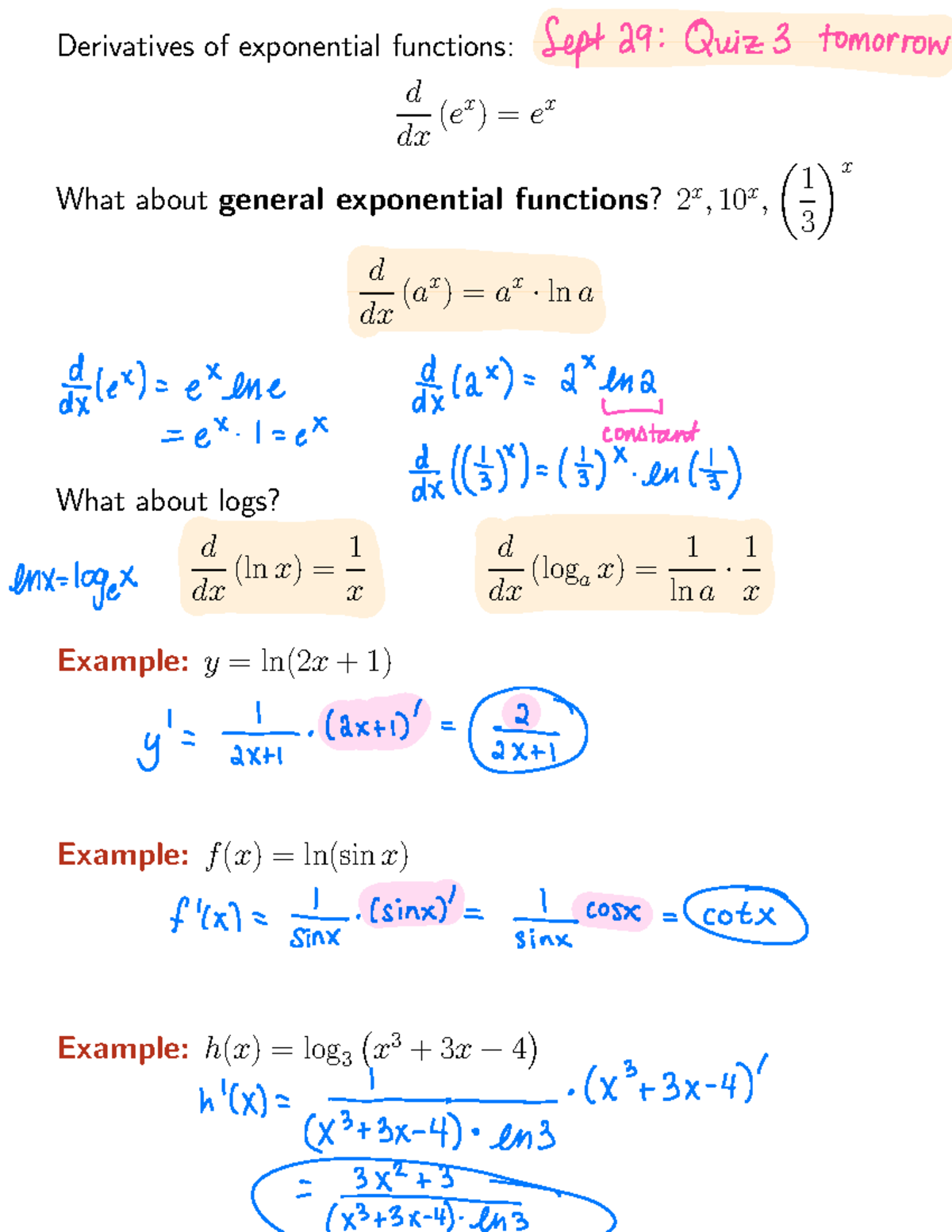 Calculus Notes: Chapter 3 - Derivatives & Implicit Diff (MATH 101 ...
