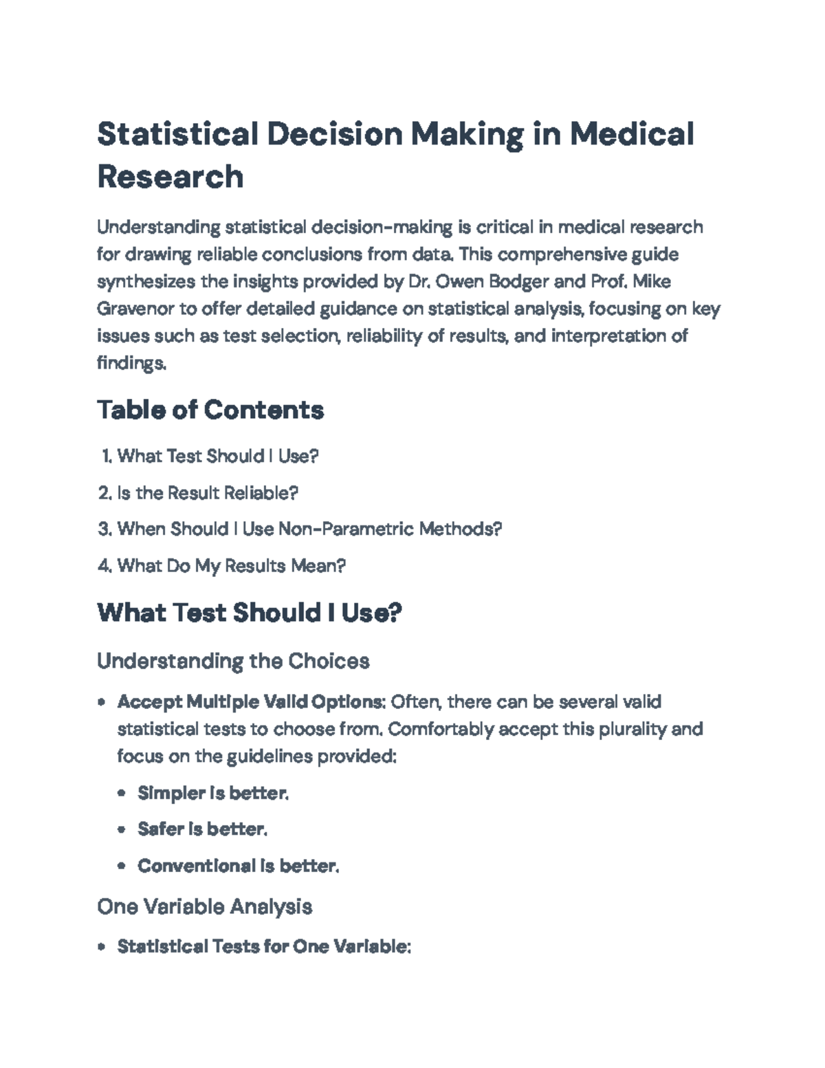 Comprehensive Guide to Statistical Decision Making in Medical Research ...