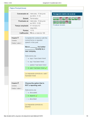 U3 sentences - sentencias en ingles ejercicio obligatorio - UVEG ...