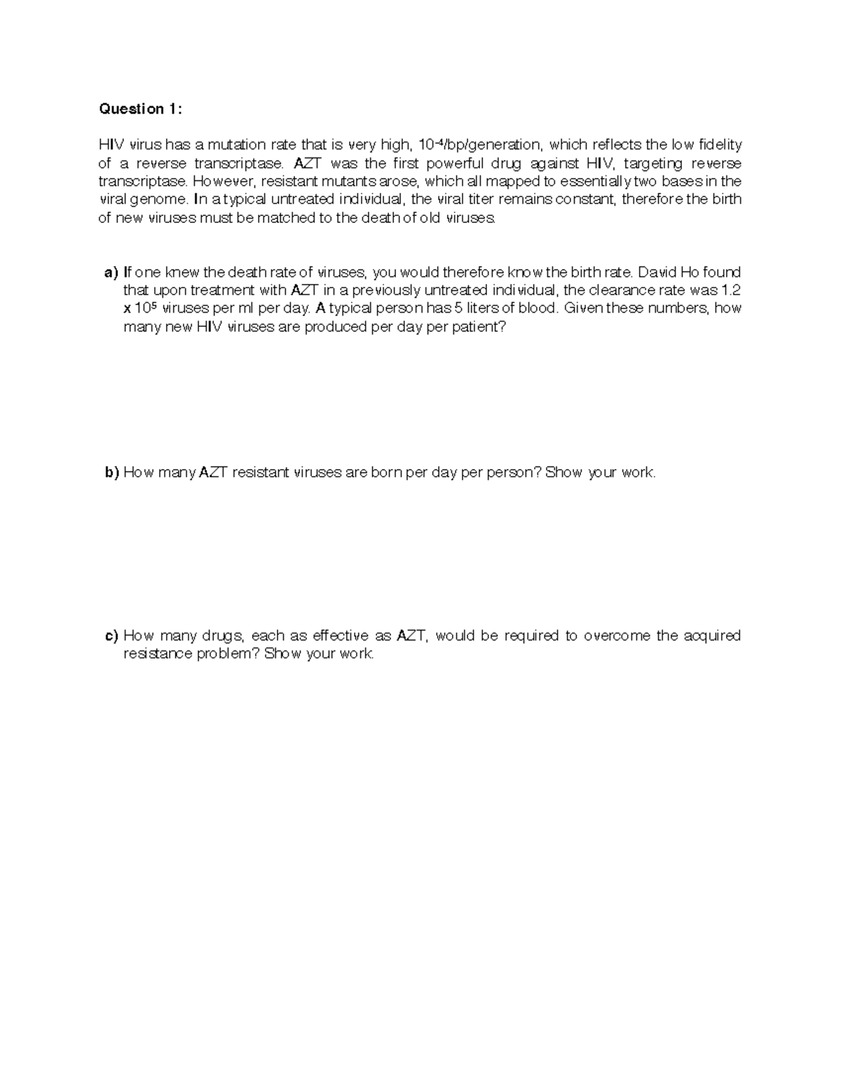 Practice Problems for Week 2: HIV Mutation & Drug Resistance Analysis ...