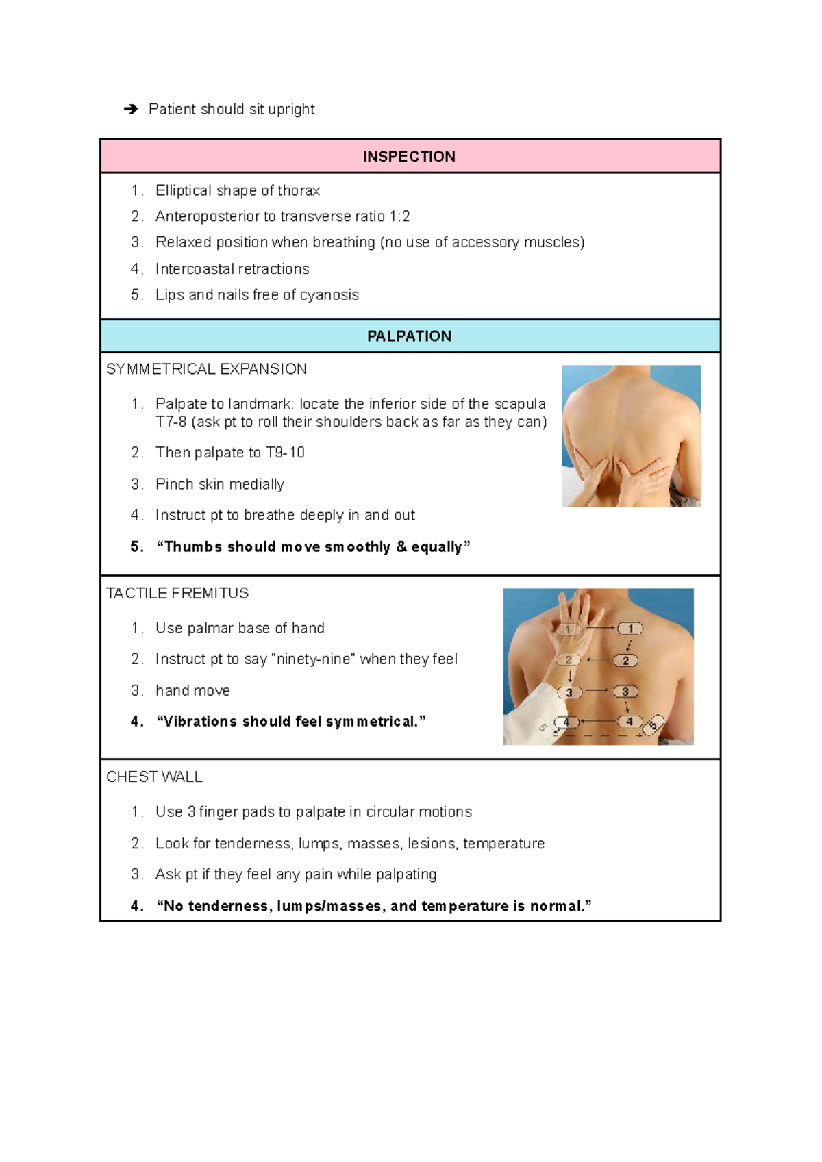Health Assessment: Respiratory Exam Techniques and Findings - Studocu
