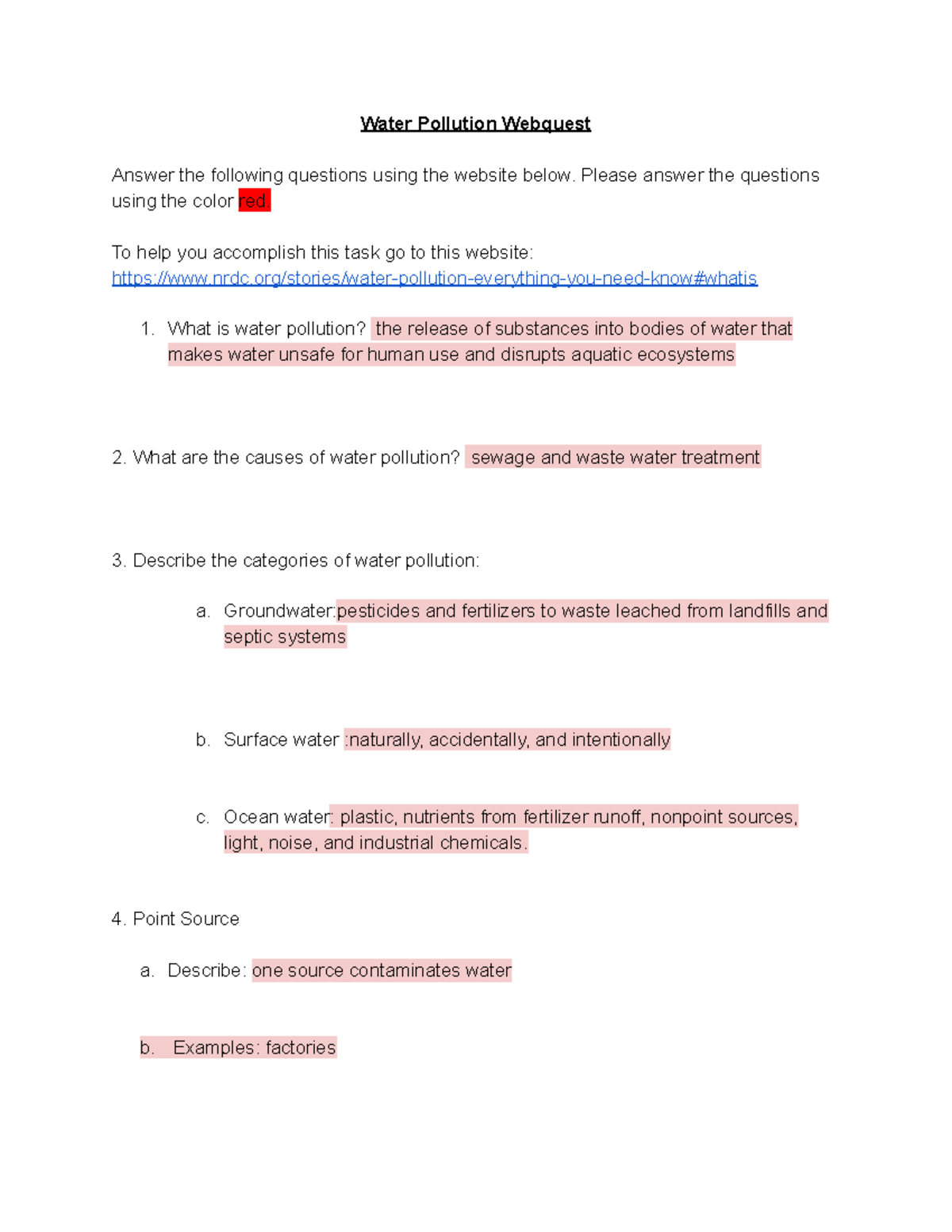 WQ Water Pollution and Watershed Study Guide Webquest - Studocu