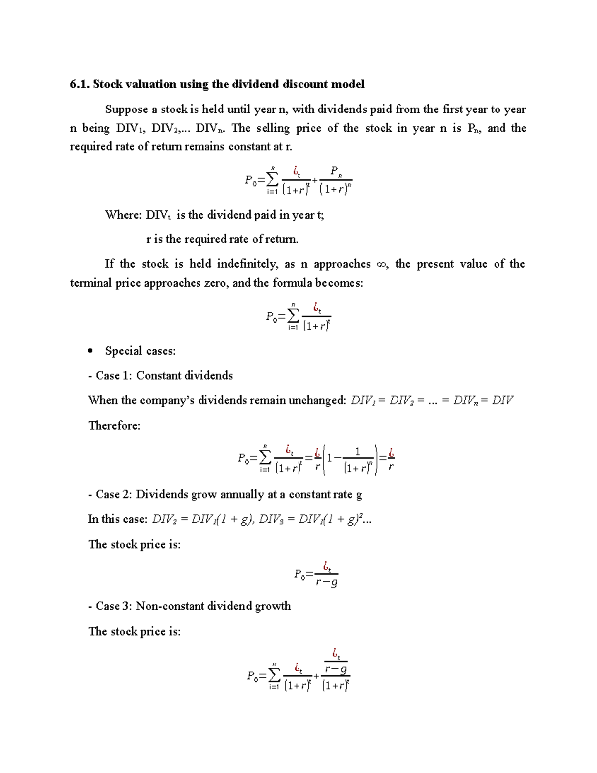 6.1 Stock Valuation Using Dividend Discount Model & DCF Analysis - Studocu