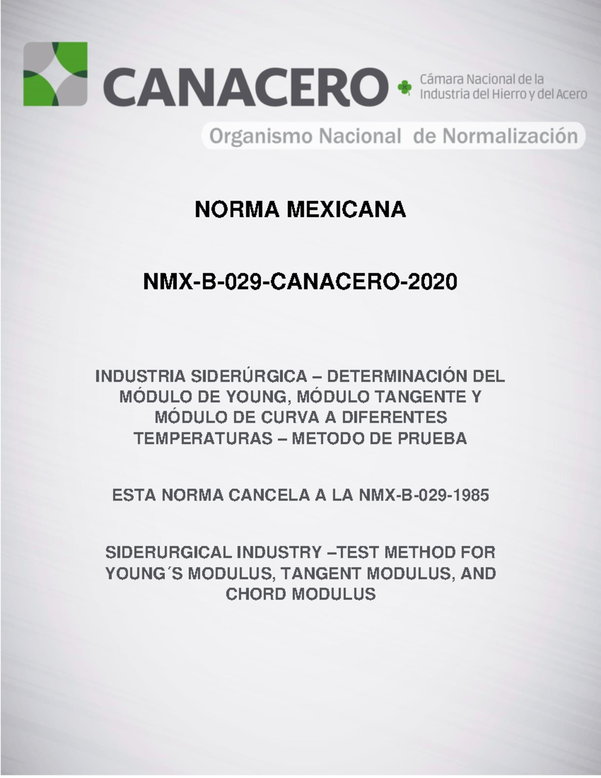 Norma Mexicana NMX-B-029-2020: Módulos en la Industria Siderúrgica ...