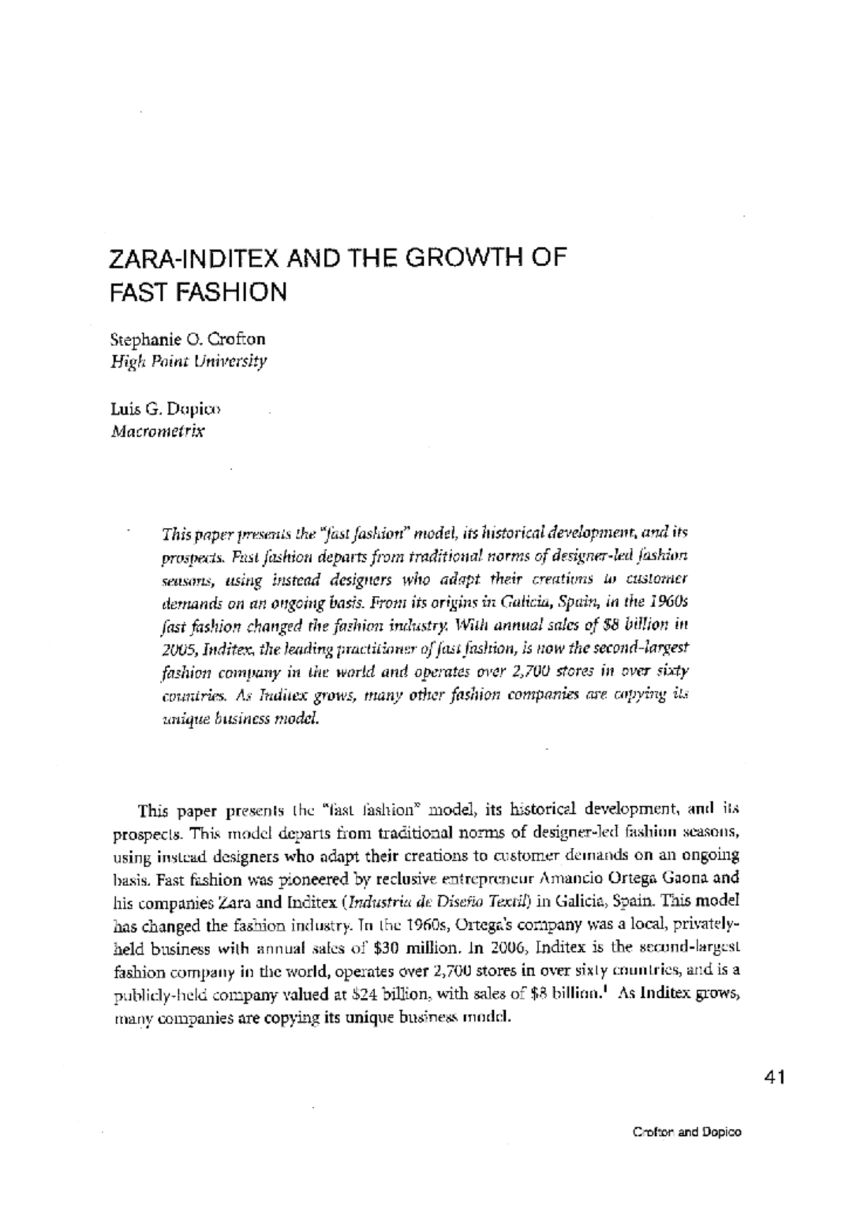 The Fast Fashion Model: Growth and Impact of Inditex (Econ 216) - Studocu
