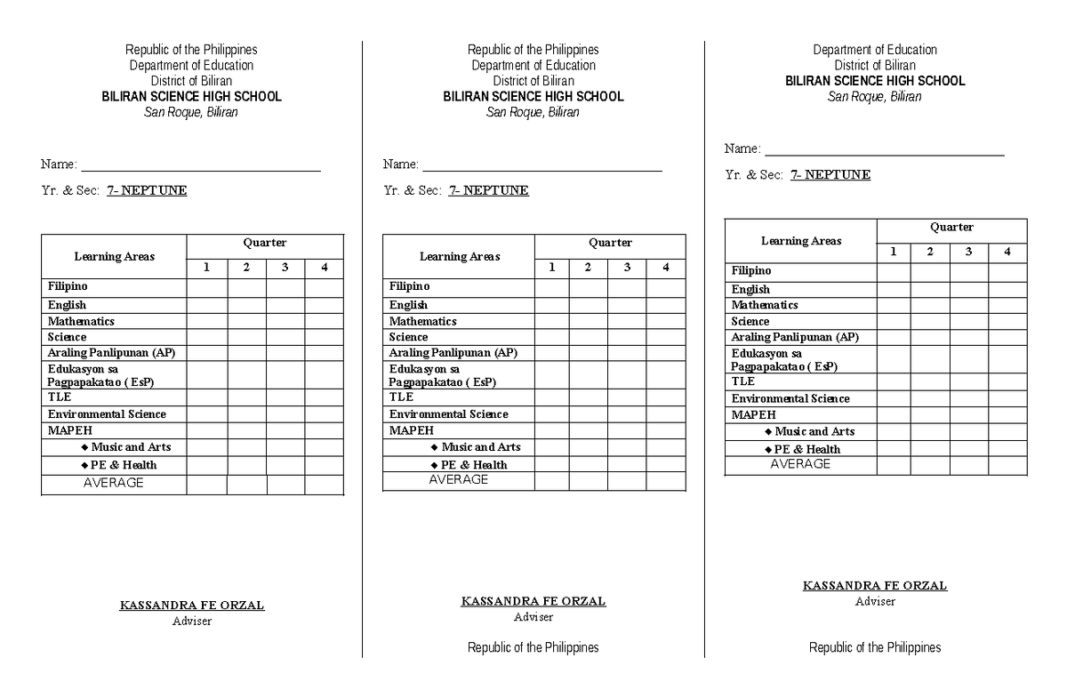 Temporary card - Republic of the Philippines Department of Education ...