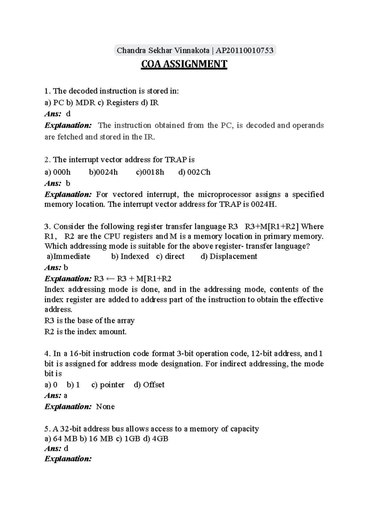 Unit 4 COA: Overview of Single Bus Organization and ALU Functions - Studocu