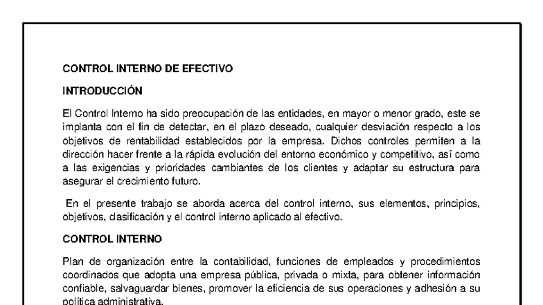 Control Interno de Efectivo: Principios y Procedimientos Clave - Studocu
